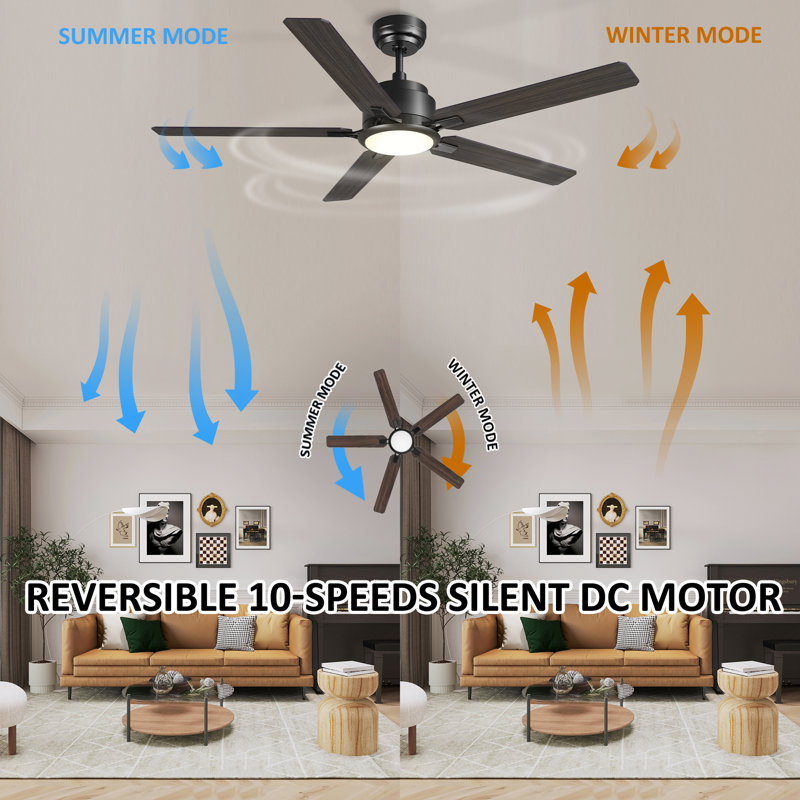 Latitude Run® 52'' Smart Ceiling Fan with Dimmable LED Light kit,Remote ...