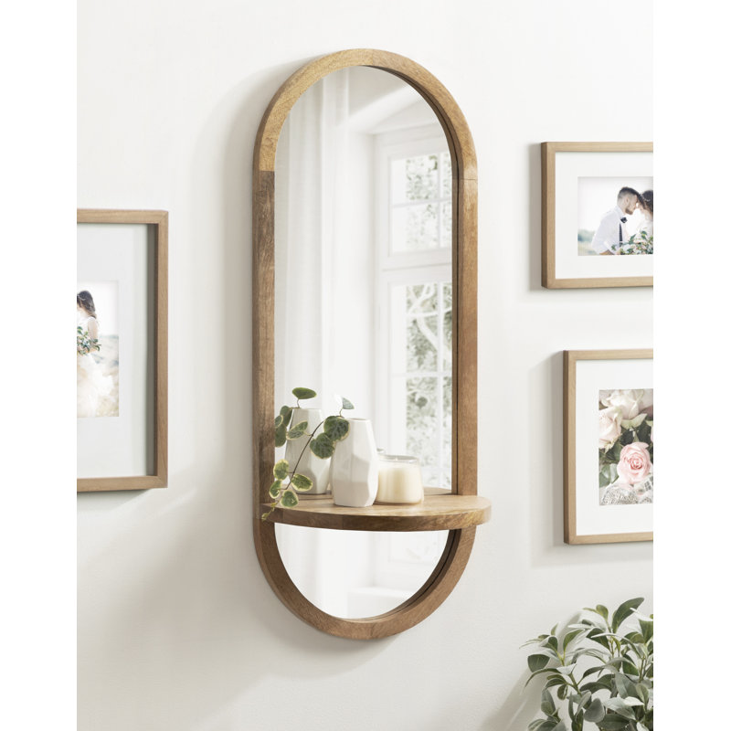 Birch Lane™ Meliora Wood Framed Capsule Mirror with Shelf & Reviews ...