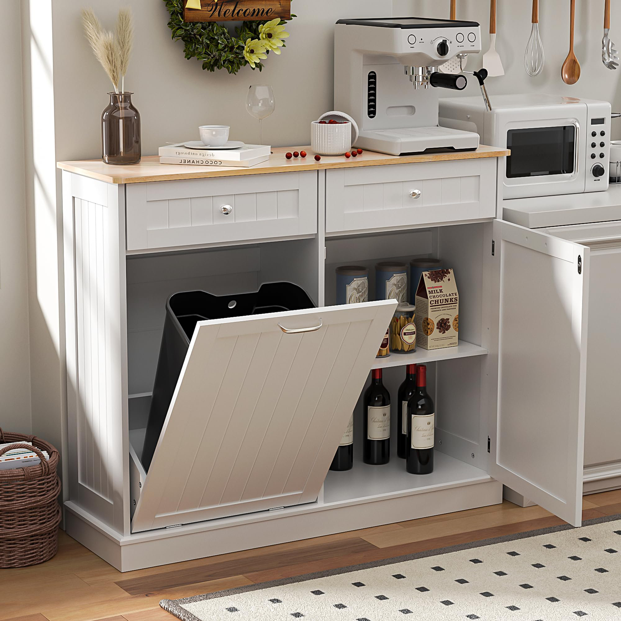 SHAY CABINETRY, INC. Dual Door Trash Cabinet Kitchen Waste Bins ...