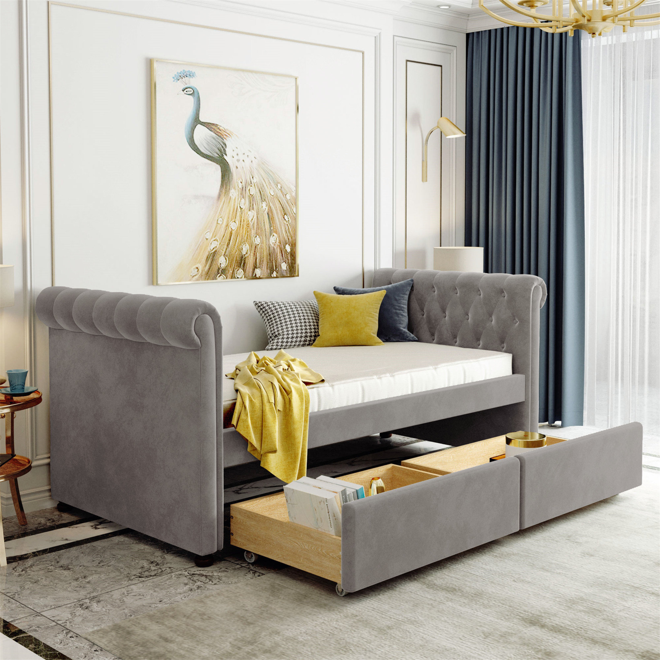 House of Hampton® Comfortable Daybed with Drawers and Sturdy ...