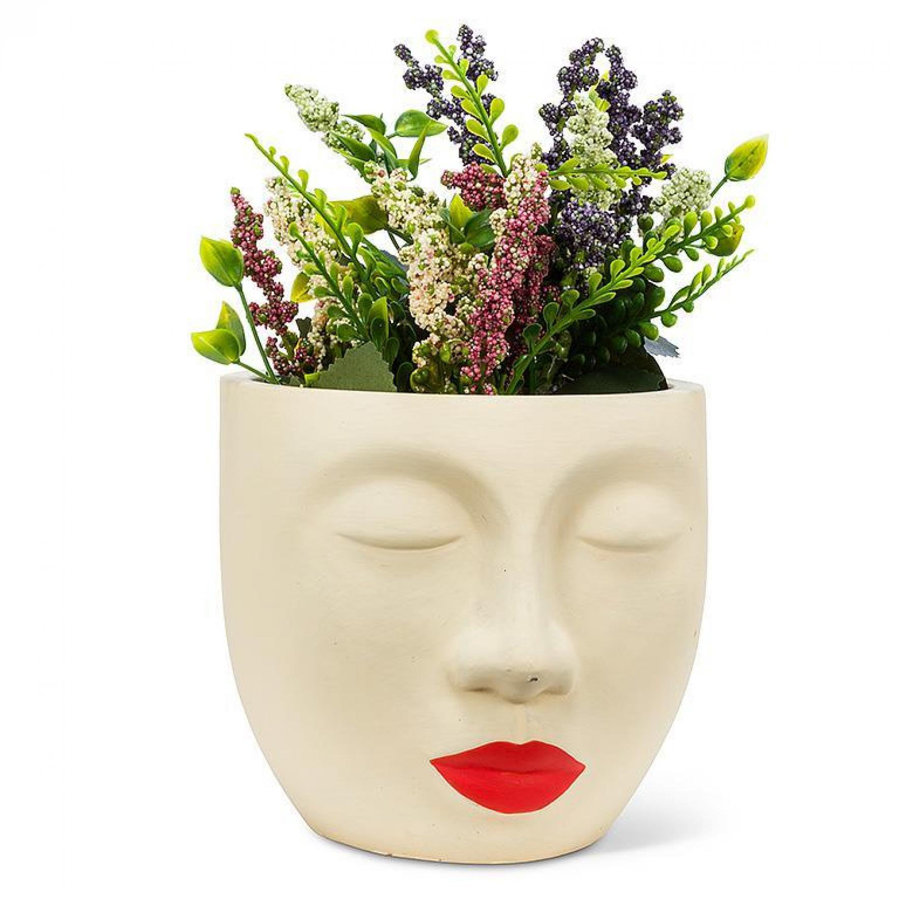 Dakota Fields Ivory Face With Lipstick Planter | Wayfair