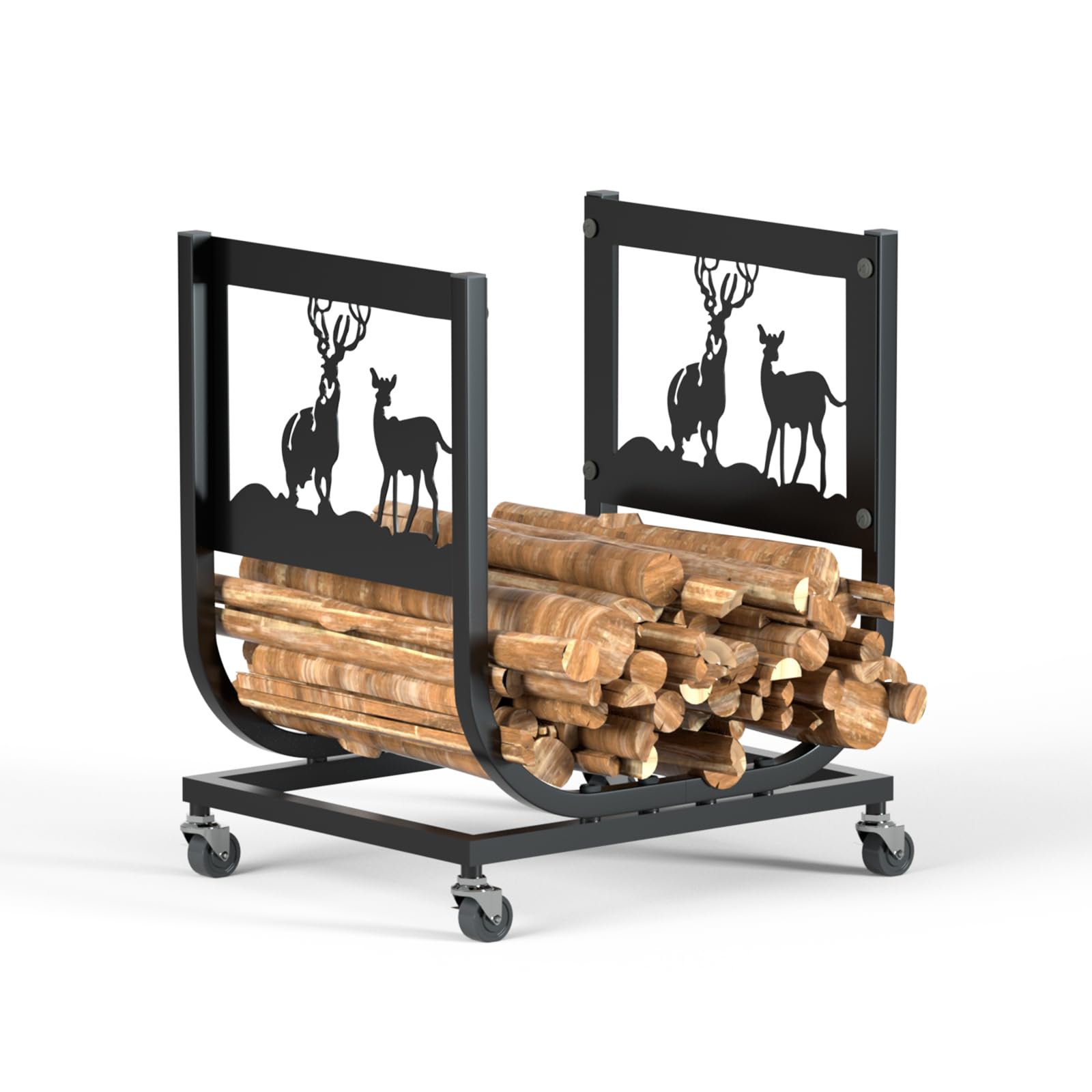 Loon Peak® Outdoor Indoor Firewood Rack With Roller & Lock, 15.7X11 ...