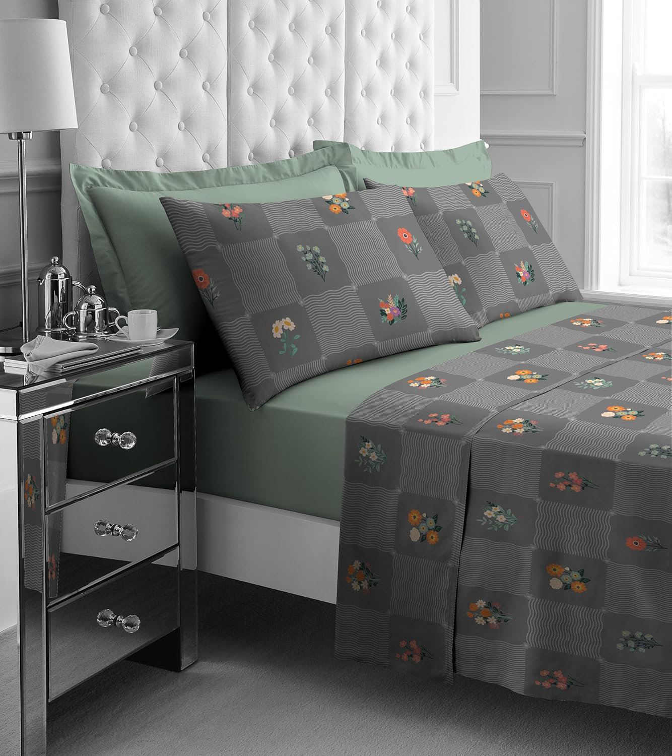 GC GAVENO CAVAILIA SOFT TOUCH PRINTED SHEET SETS LULU DOUBLE CHARCOAL ...