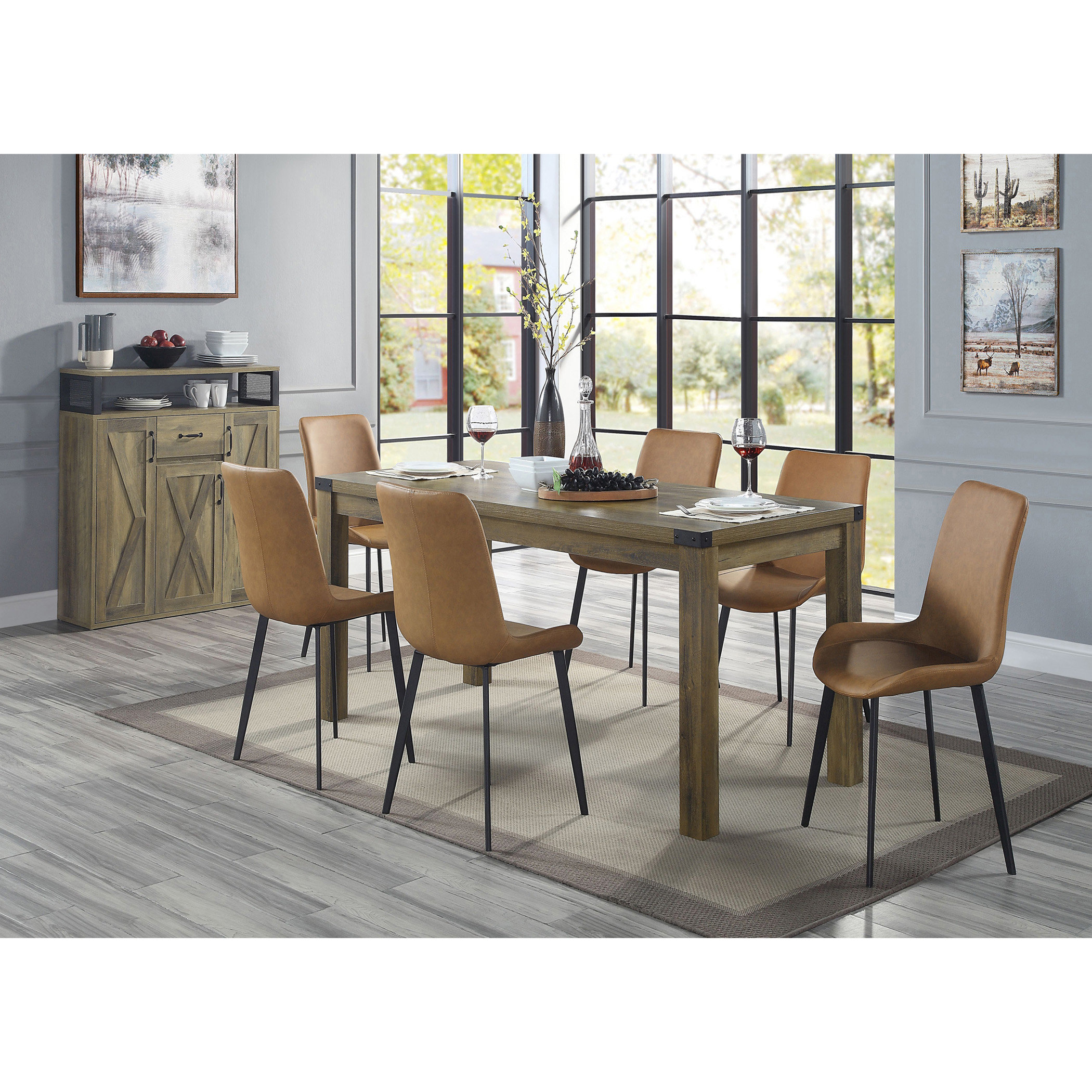 Ophelia & Co. Rustic Oak Server With 3 Doors | Wayfair