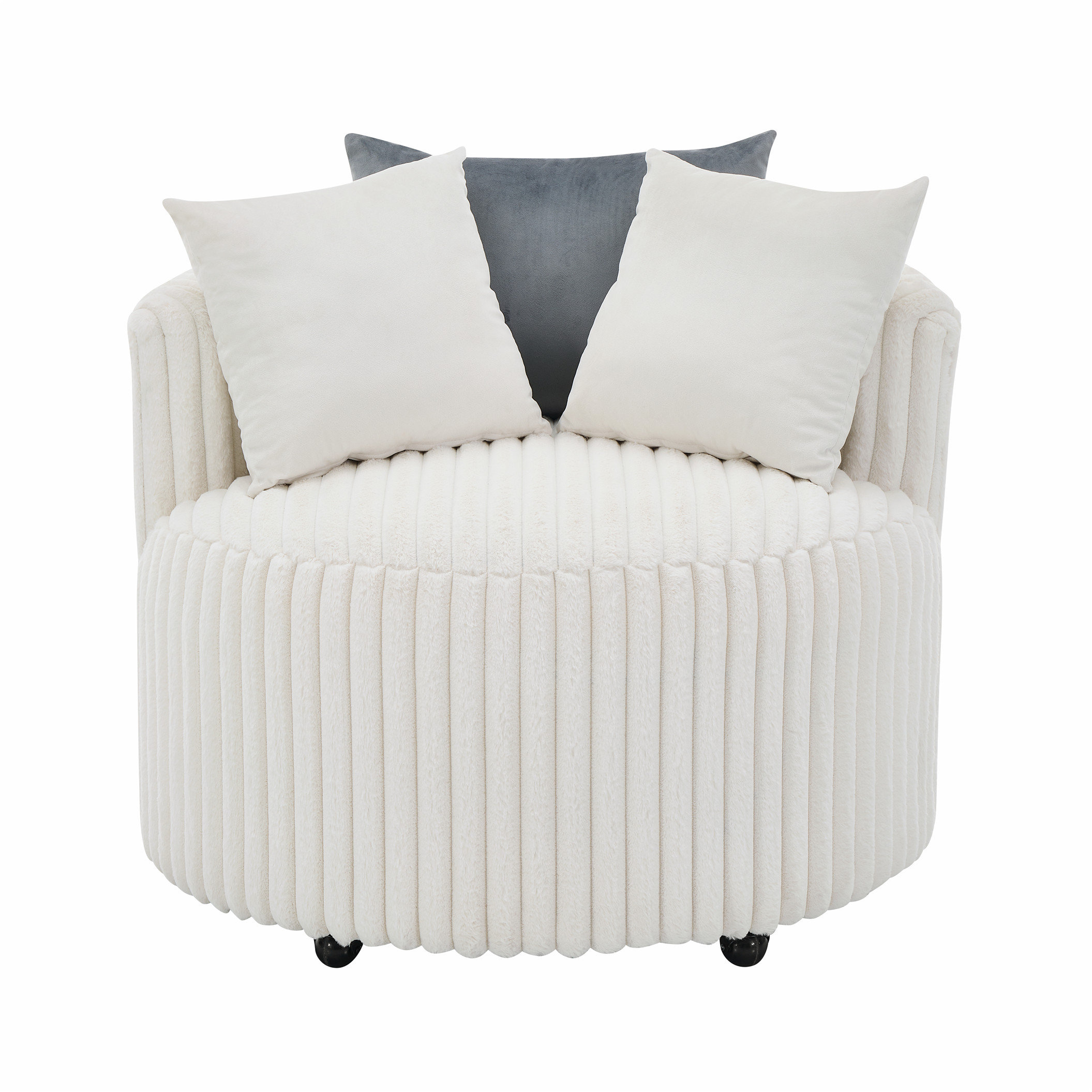 Hokku Designs Plush Wide Wale Upholstered Barrel Accent Chair with ...