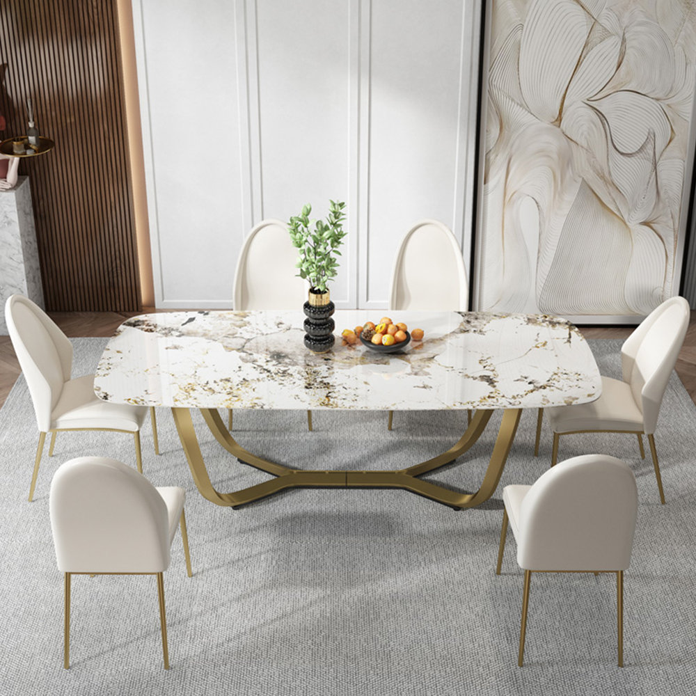Elamer Italian style luxury rectangular dining table set - Wayfair Canada