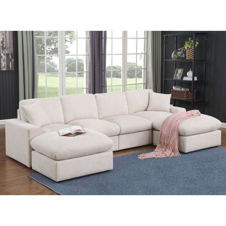 Hokku Designs Tolzmann Sectional Sofa With 2 Ottomans & Reviews | Wayfair