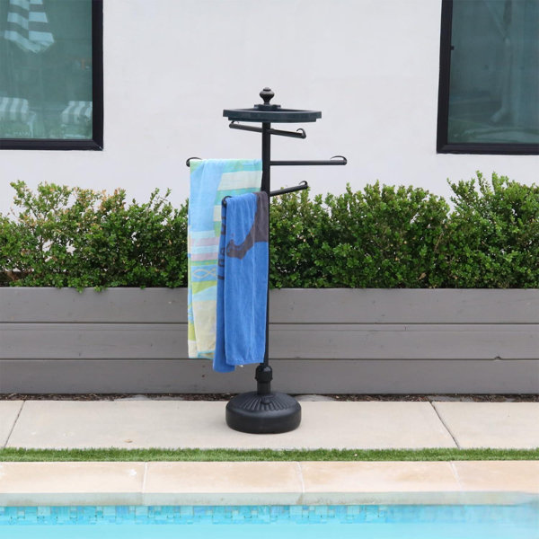 XIXIXIANGRONGAA Outdoor Towel Rack With Storage Tray And Bar Clips - 6 ...