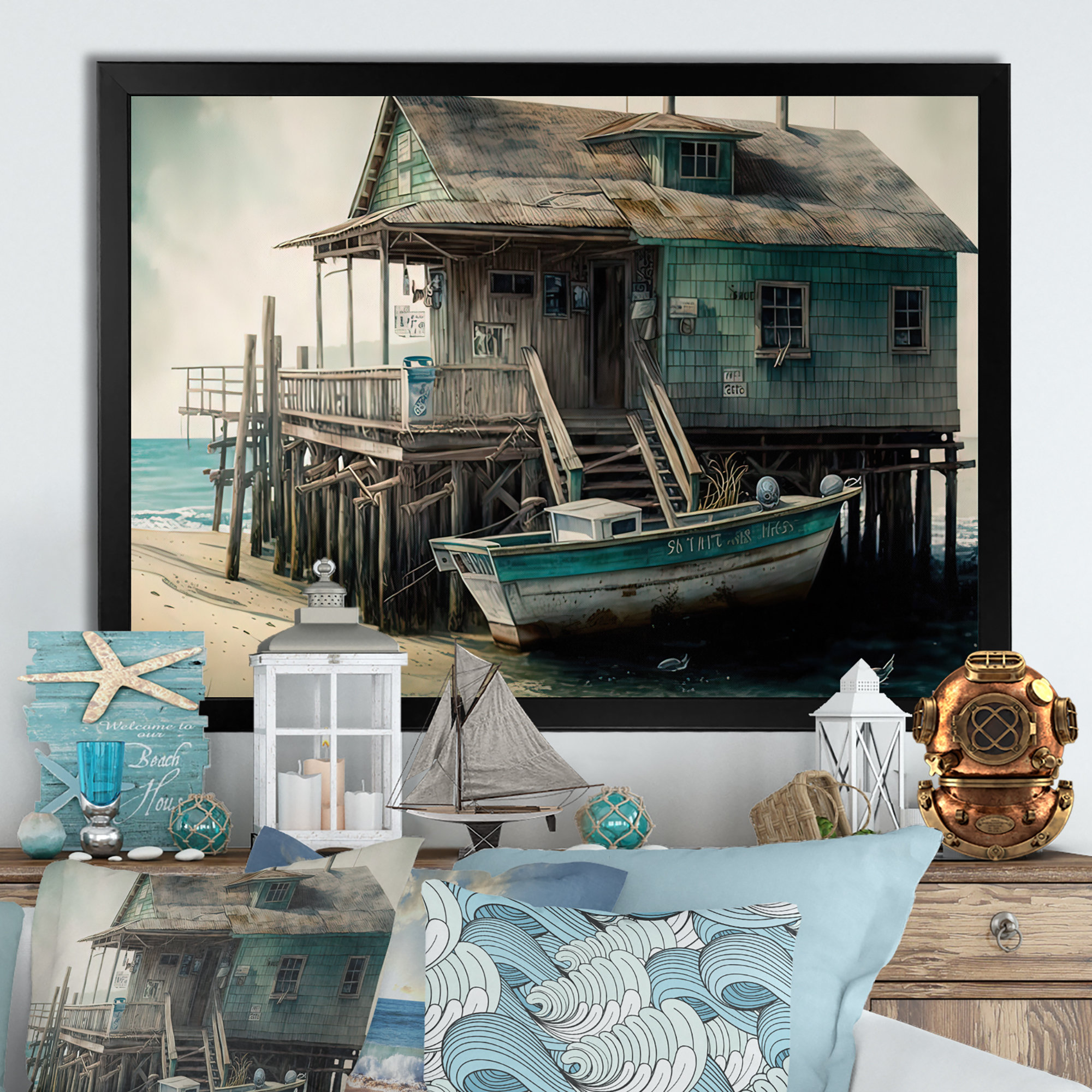 Breakwater Bay Rustic Port With A Fishing Boat I On Canvas Painting ...