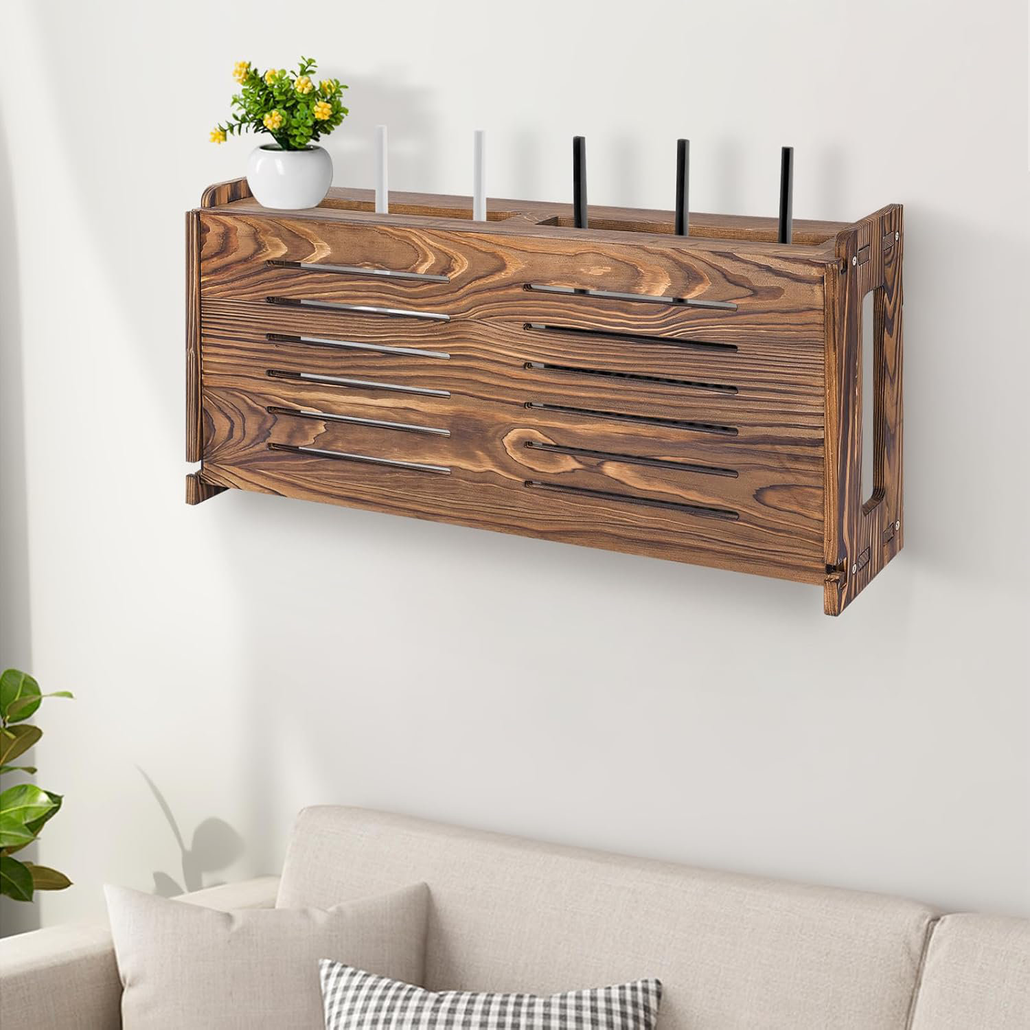 CHUANGWENYI Router Shelf Wall Mount Wifi Router Storage Box Modem Cable ...