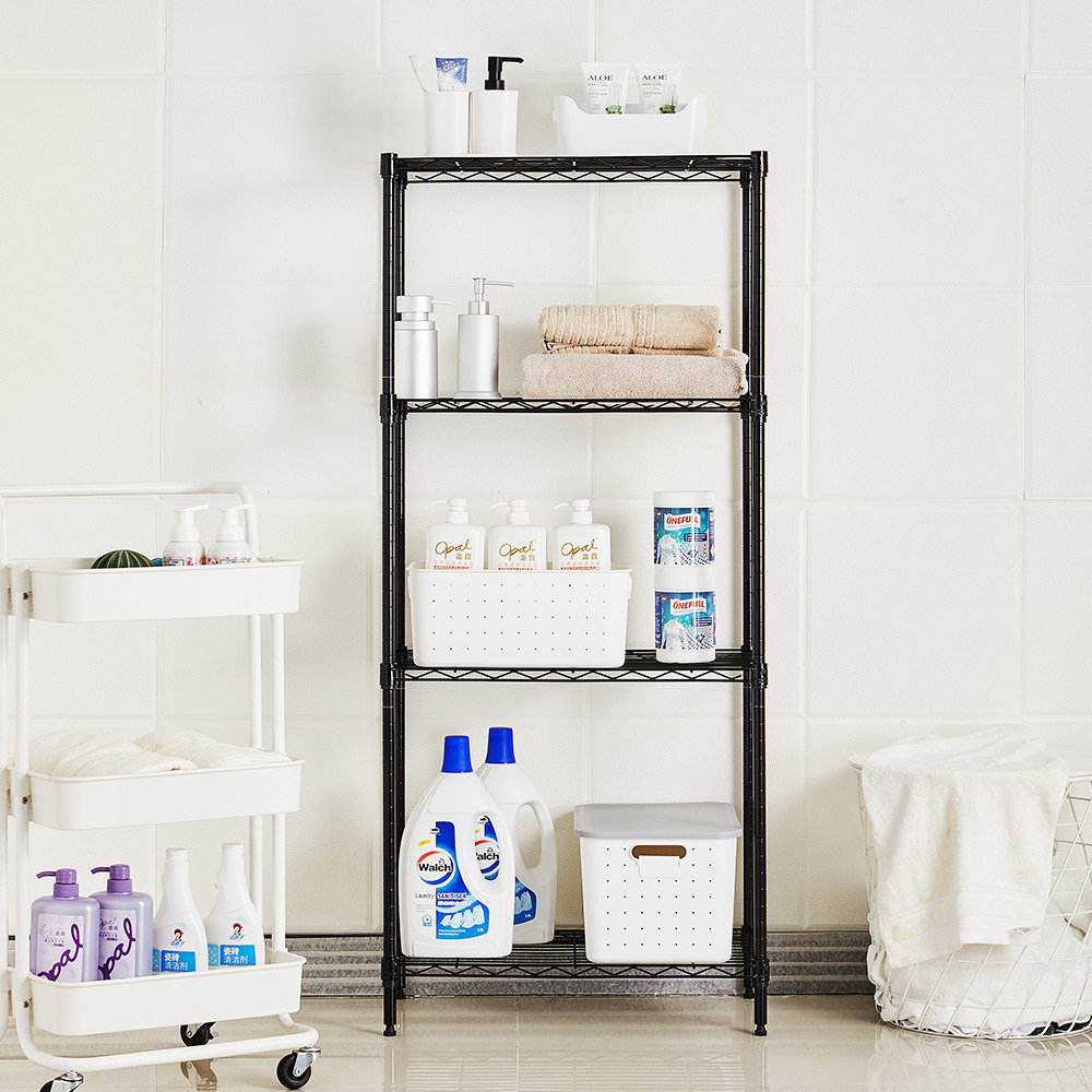 Rebrilliant 4 Tier Chrome Utility Wire Shelving Unit 14 X 30 X 47 Inch ...