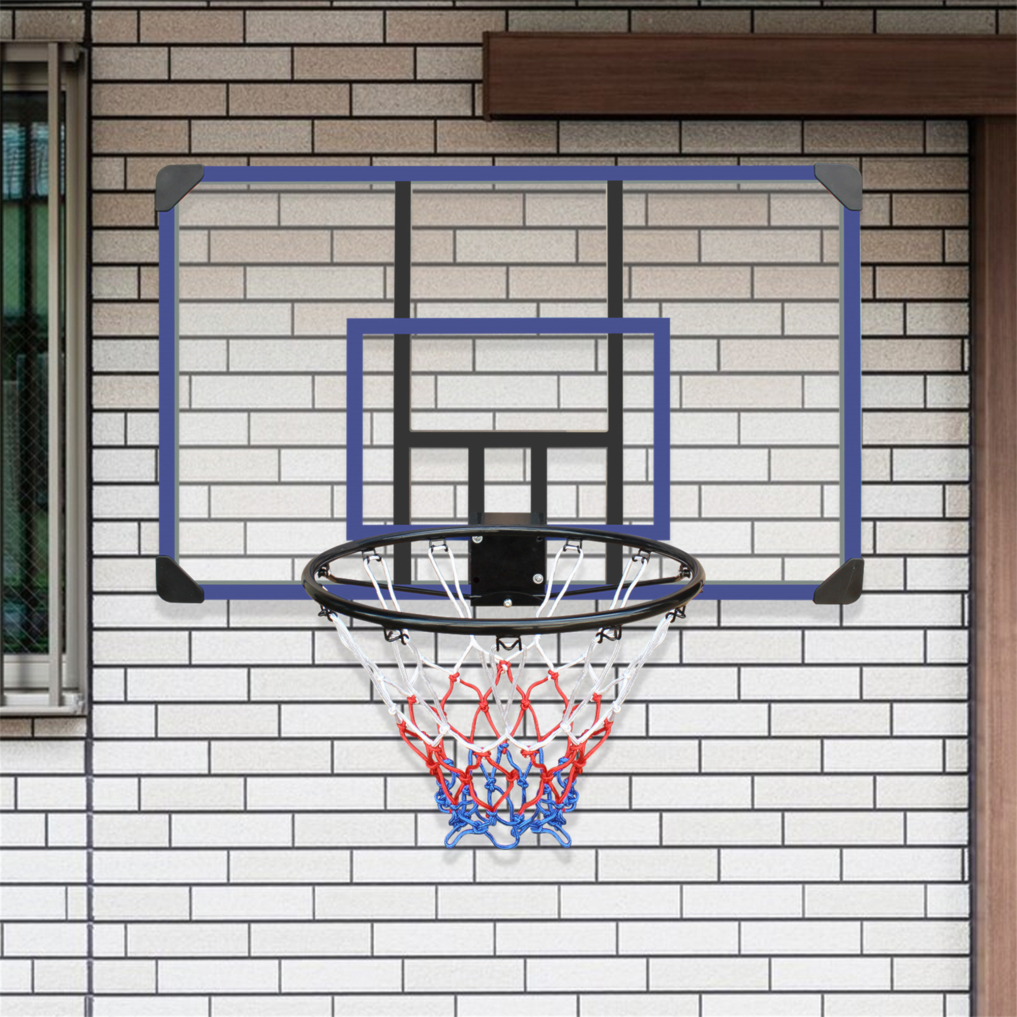 HLILish Wall-Mounted Basketball Hoop, 45 X 29 Inches Shatterproof Back ...