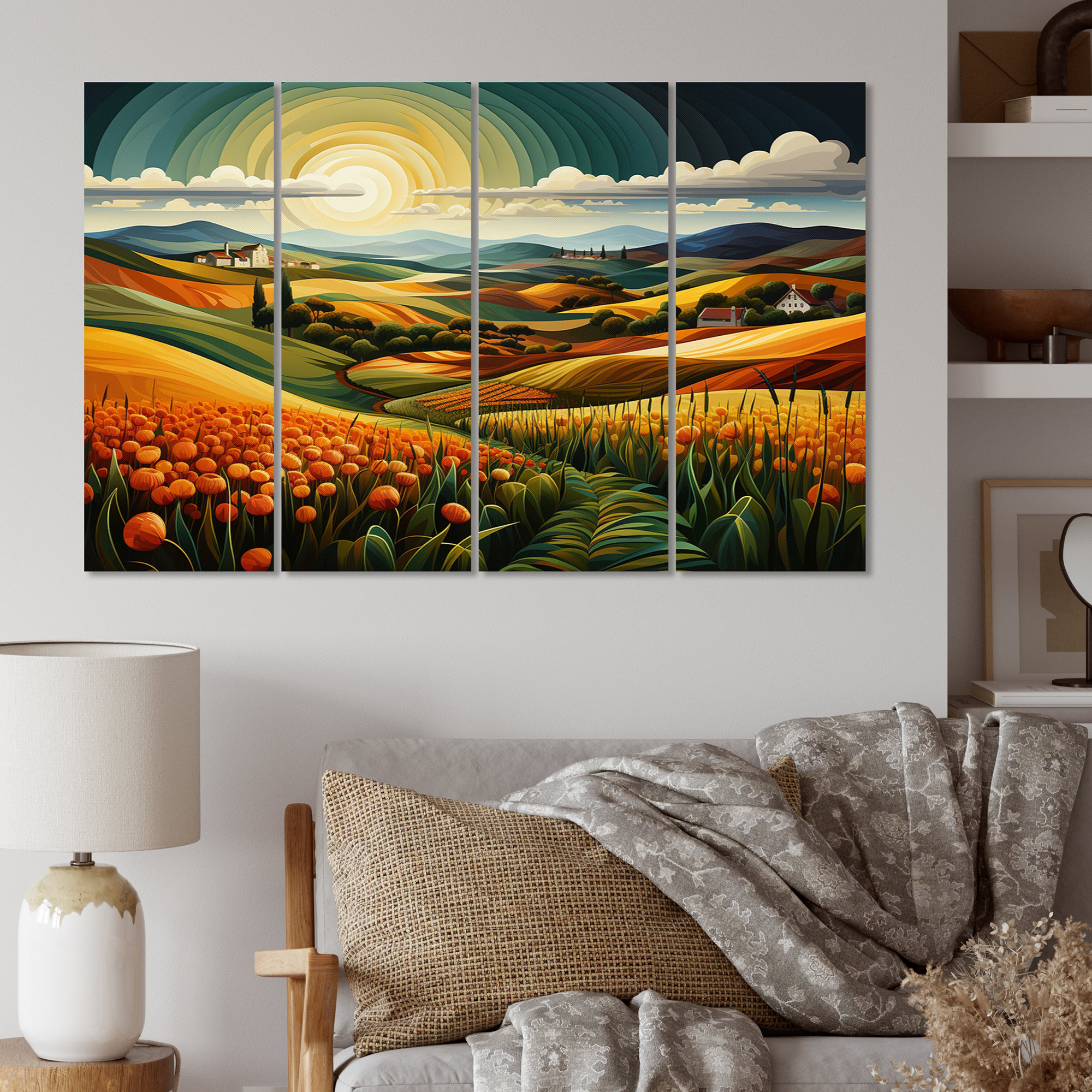 Design Art Countryside Geometric Plains II - Landscapes Wall Art Print ...