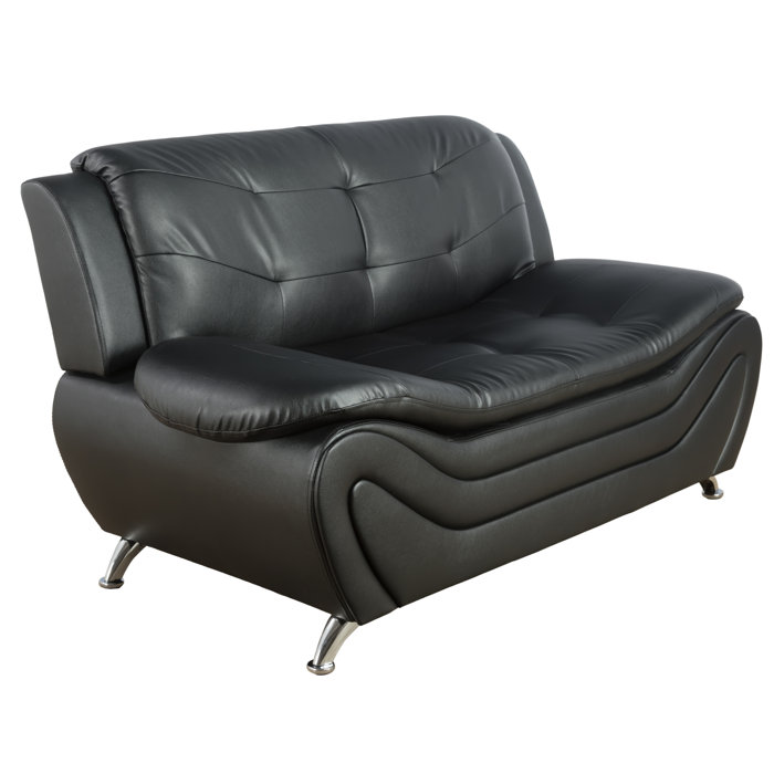 Orren Ellis Maranda 61" Faux Leather Pillow Top Arm Loveseat & Reviews ...