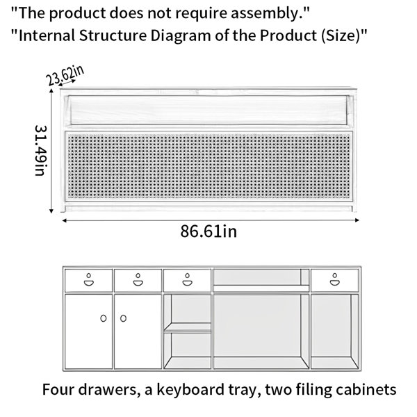 LKIWXAQ RECEPTION DESK Rattan Front Desk Vintage Computer Desk 86.61 W ...