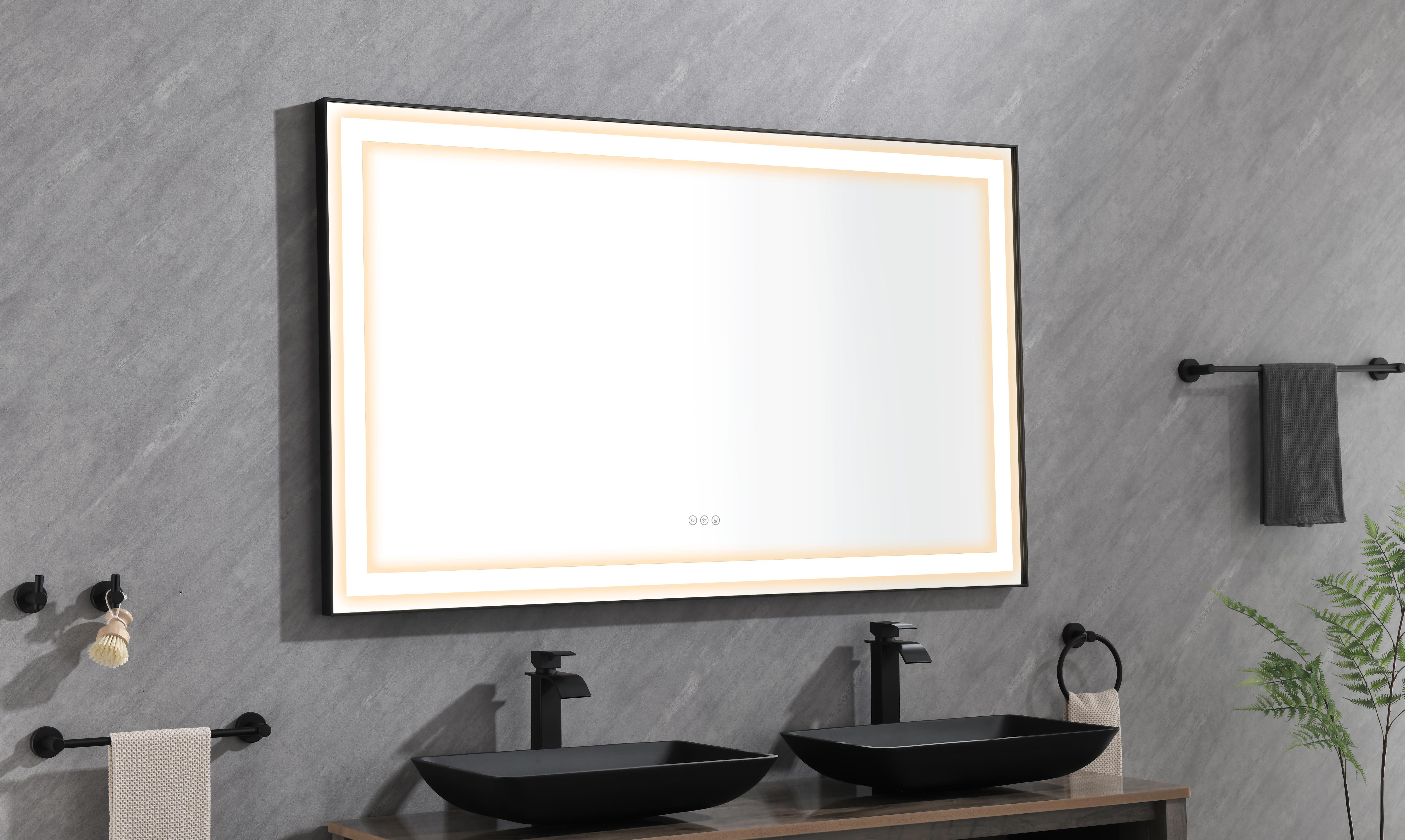 Orren Ellis H Framed Led Single Bathroom Vanity Mirror In Polished ...