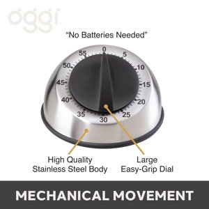 OGGI Oggi Prep Stainless Steel Countdown 60 Minute Kitchen Timer ...