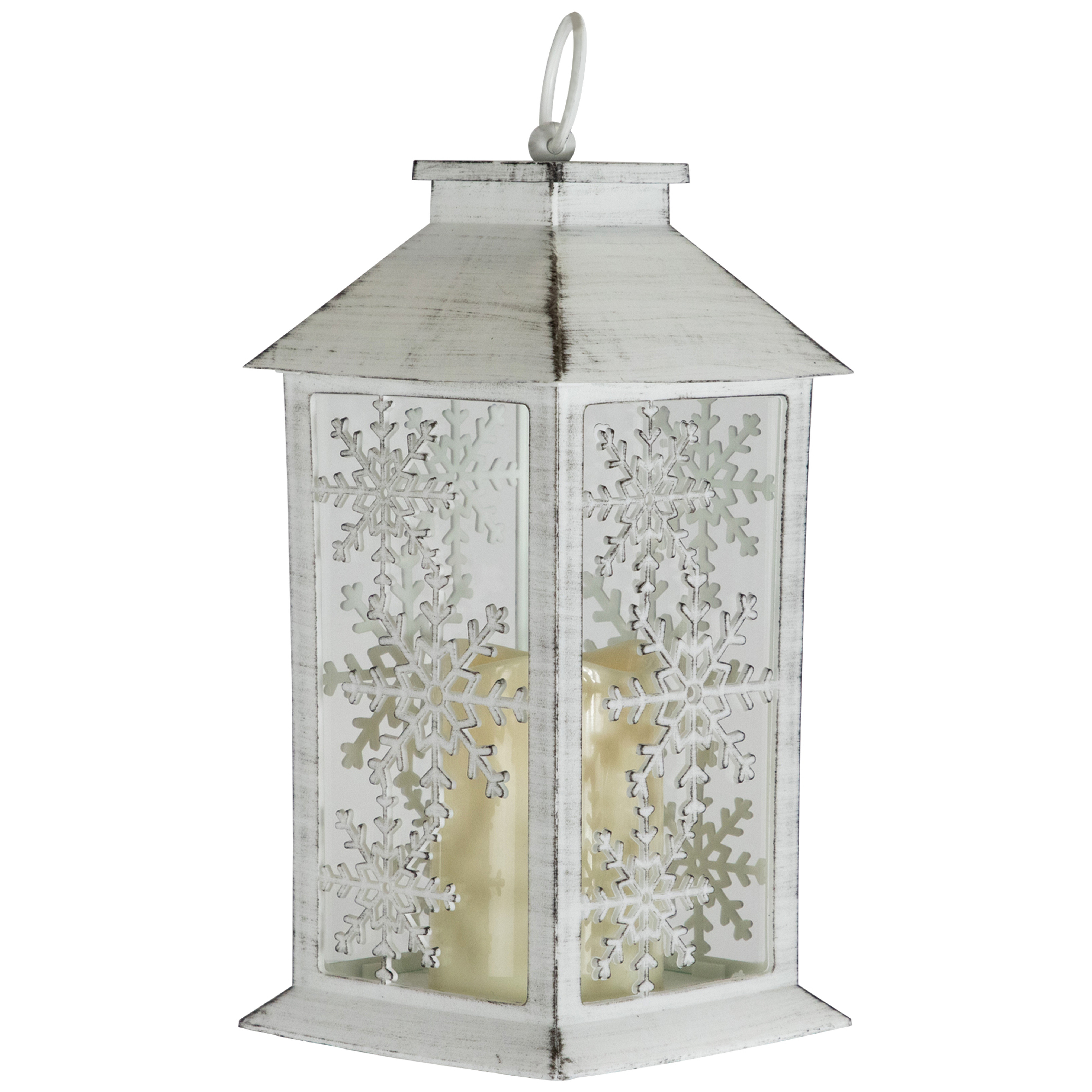 Northlight Seasonal LED Lighted Snowflakes Christmas Candle Lantern ...