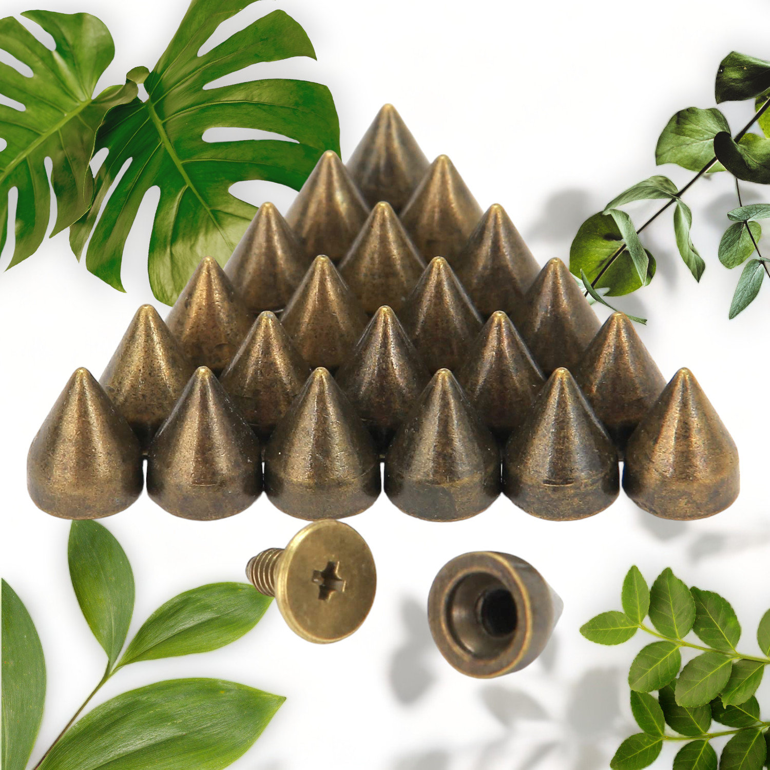 Pacific Funds Bronze Bullet Cone Spikes - 100 Sets, 9mm Metal Studs ...