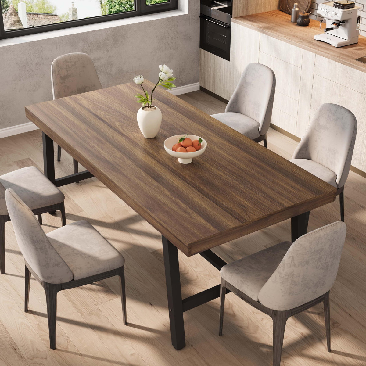 17 Stories Industrial Dining Table For 6~8 People, 70.87" Long ...