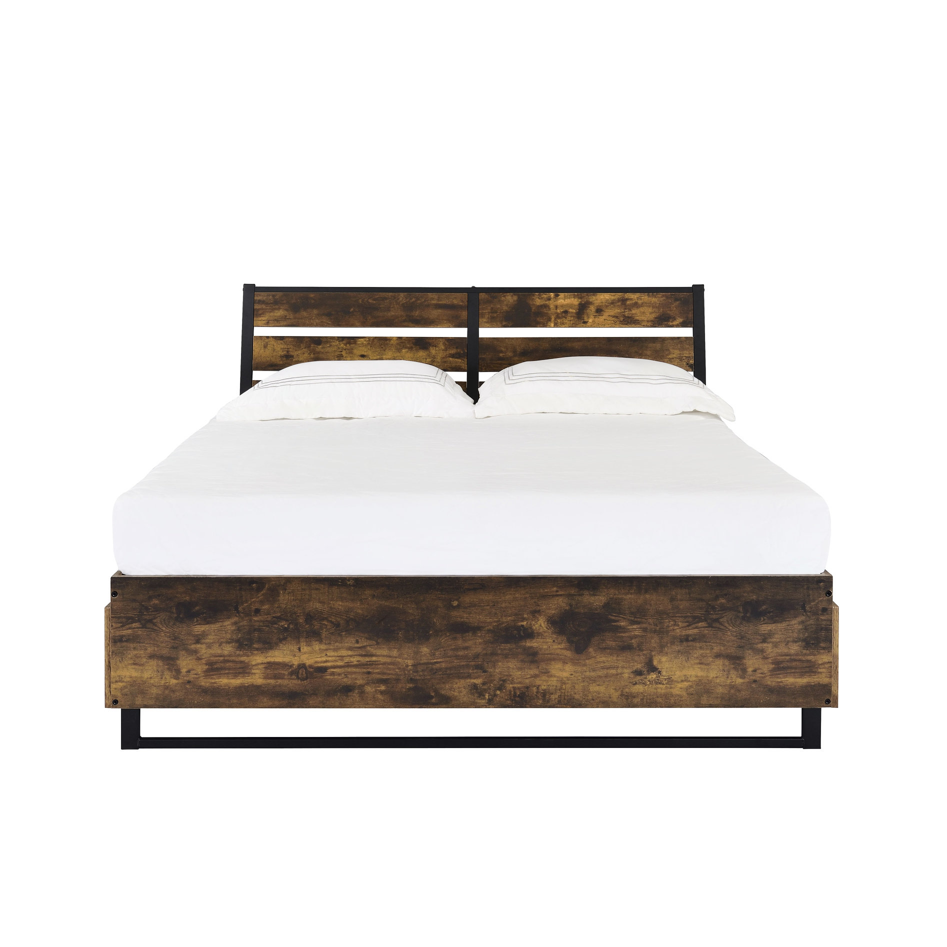 House of Hampton® Rustic Oak And Black E. King Bed - Ample Storage & Frame With Smooth Drawer ...