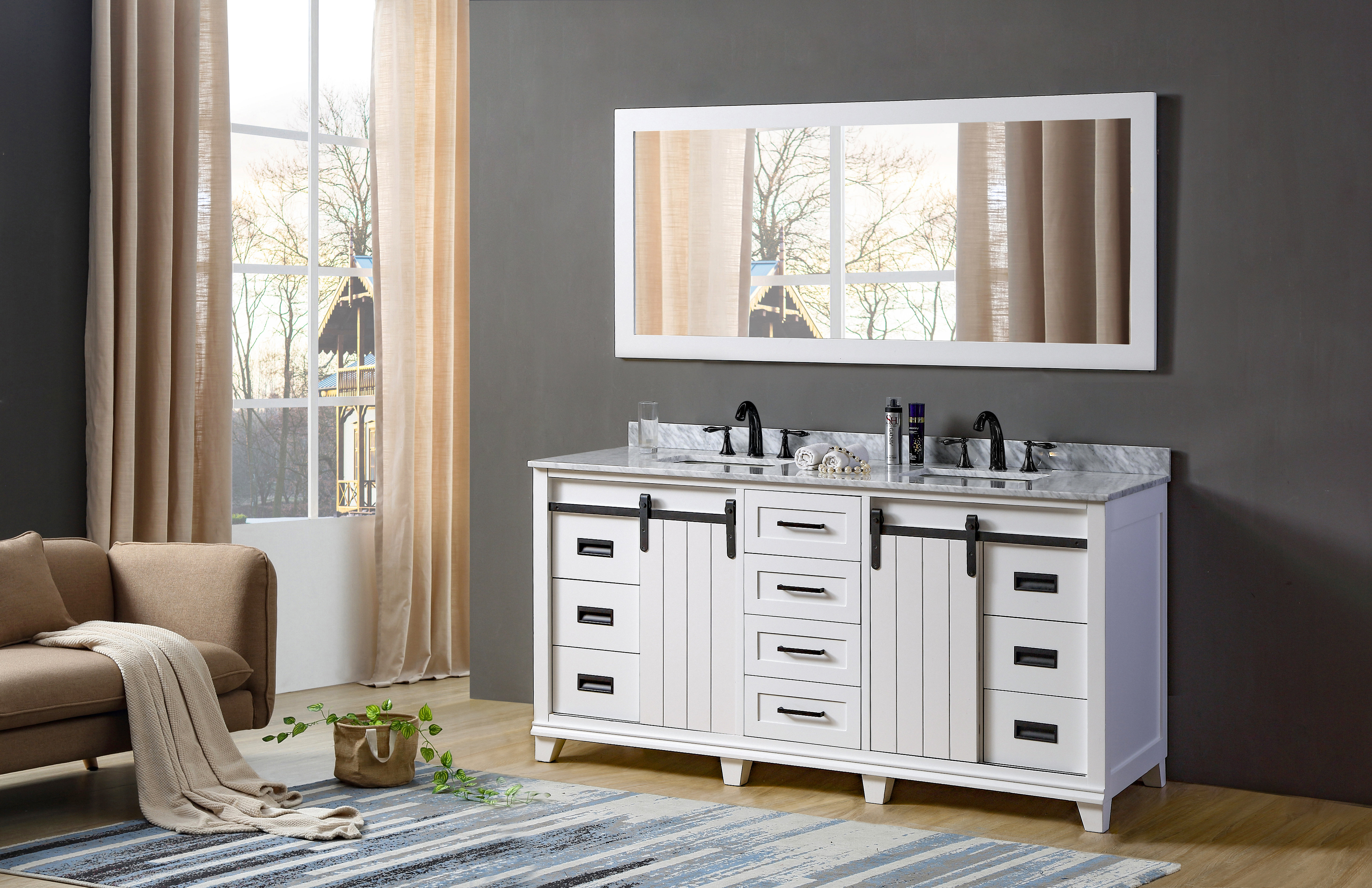 Gracie Oaks Brendalynn 71" W x 25" D x 34" H Double Bathroom Vanity ...