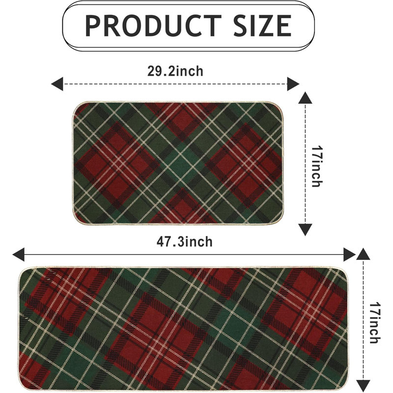 One Allium Way® 2 Piece Christmas Plaid Kitchen Rug Sets | Wayfair