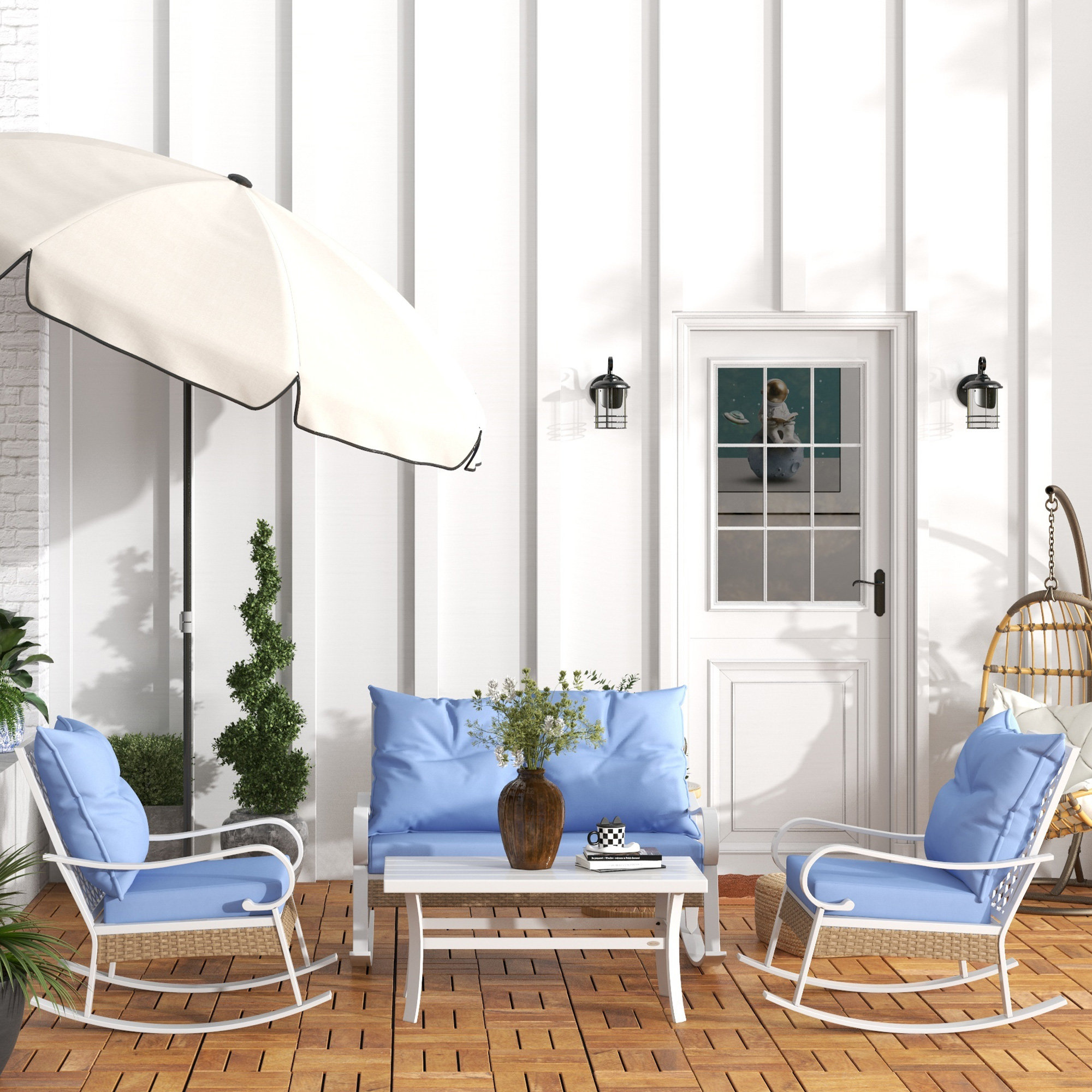 Wildon Home® Durware 3 - Person Outdoor Seating Group with Cushions ...