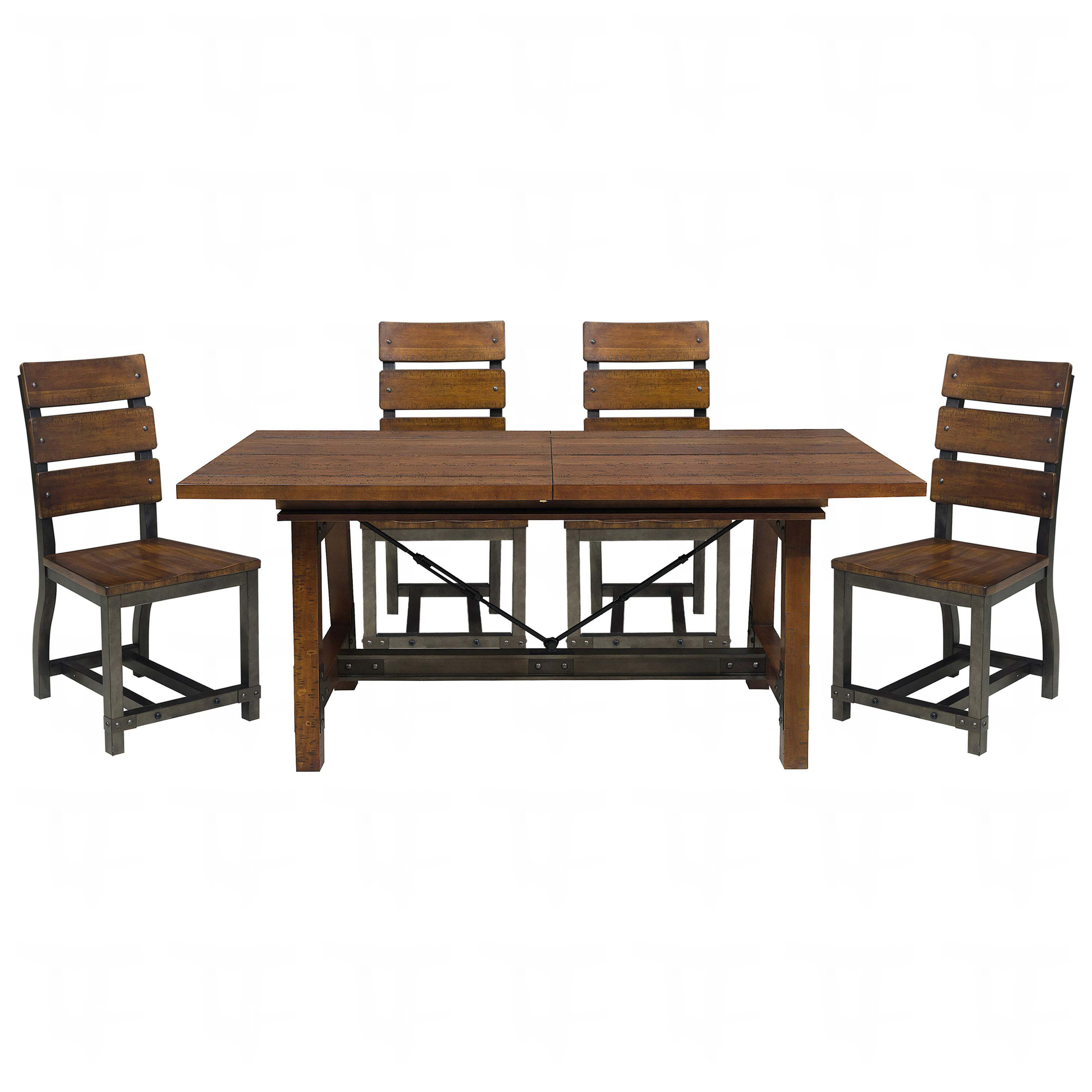 One Allium Way Rustic Brown Dining Set 5pc Dining Table with Extension ...