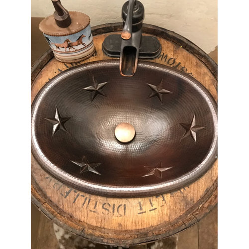 SimplyCopper 19" Oval Copper Drop-In Bathroom Sink with Stars Design in ...