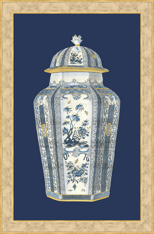 Bungalow Rose Drotar 'Asian Urn in Blue and White I' Framed Graphic Art ...
