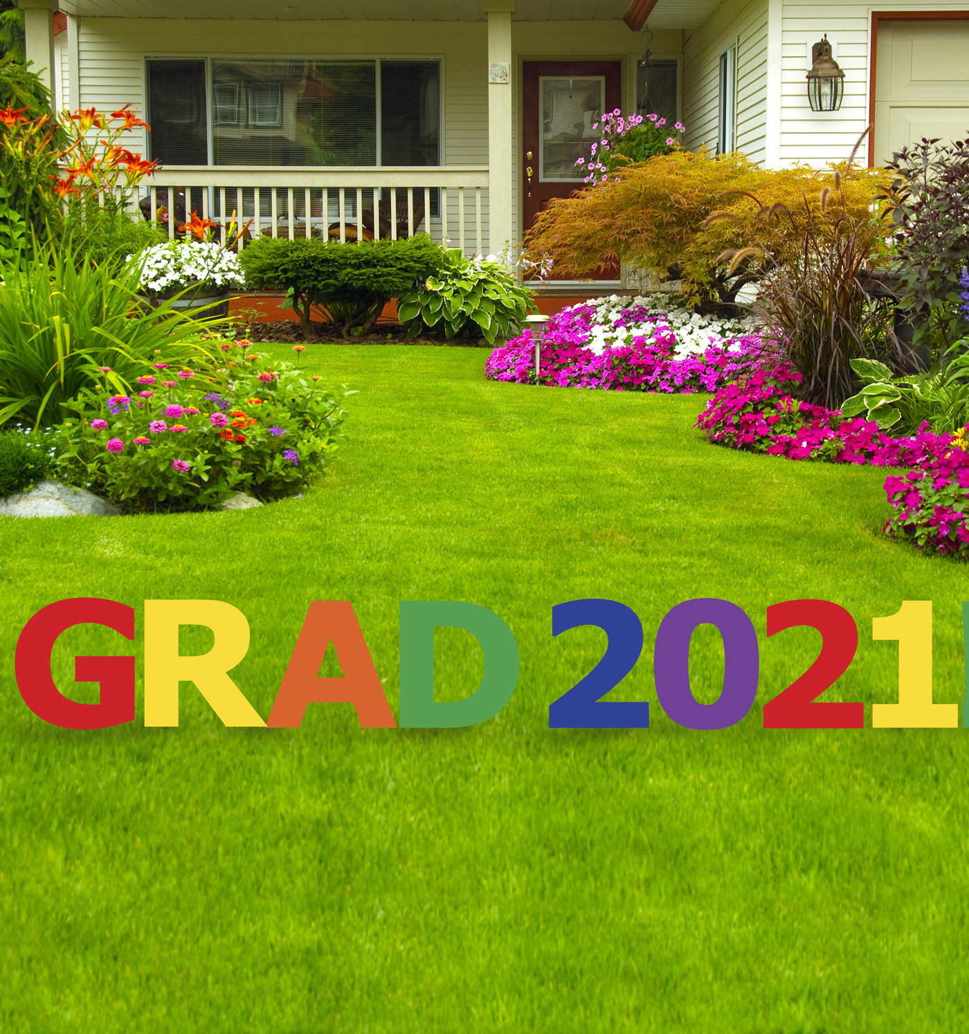 The Party Aisle™ Grad 2021 Drk Navy Blue Outdoor Yard Signs | Wayfair