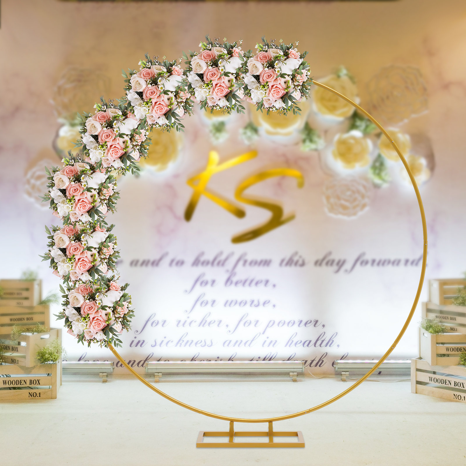 OUKANING Easy Assembly Garden Arch Wedding Arch Stand with Bases ...