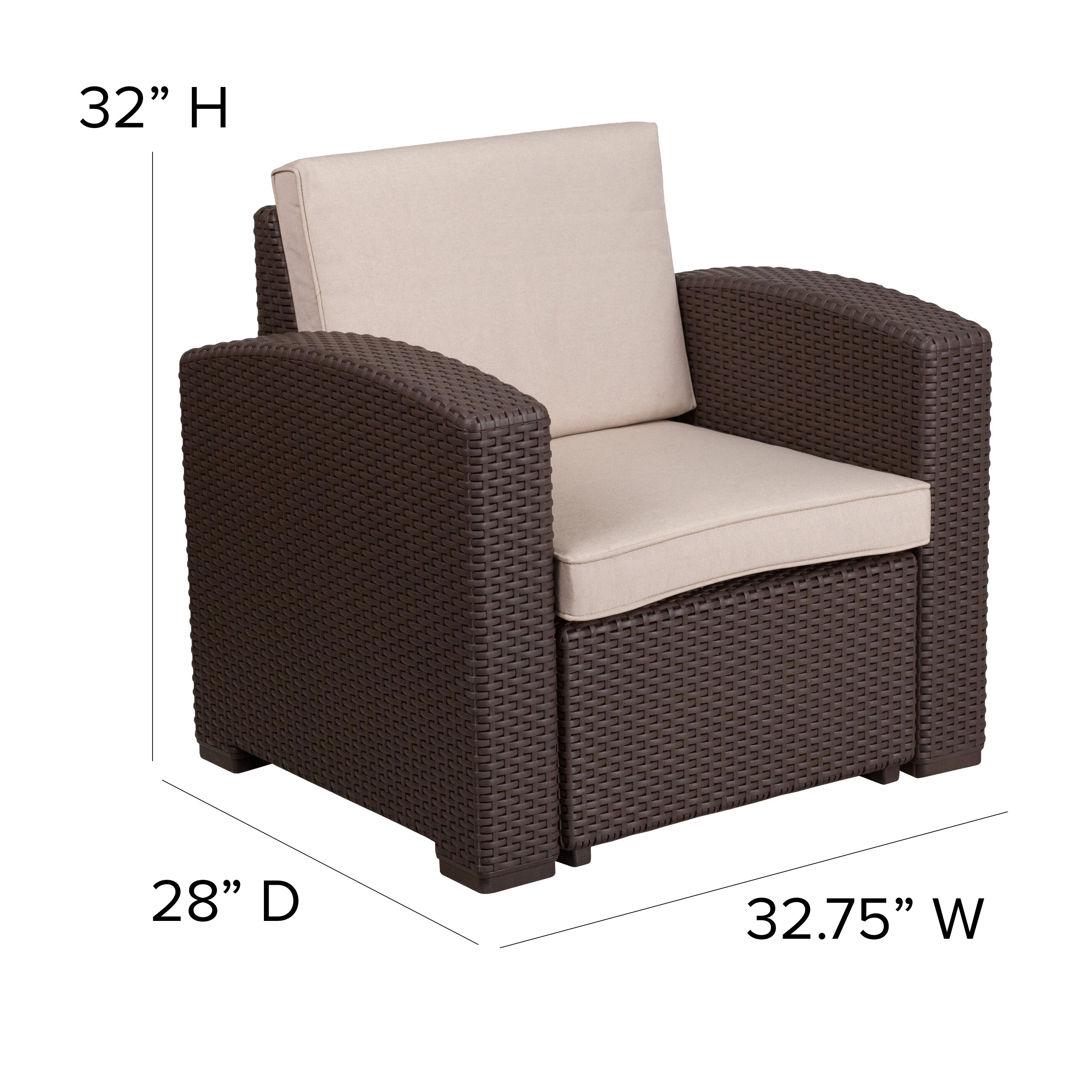 Beachcrest Home™ Alderman Faux Rattan Chair with All-Weather Cushion ...