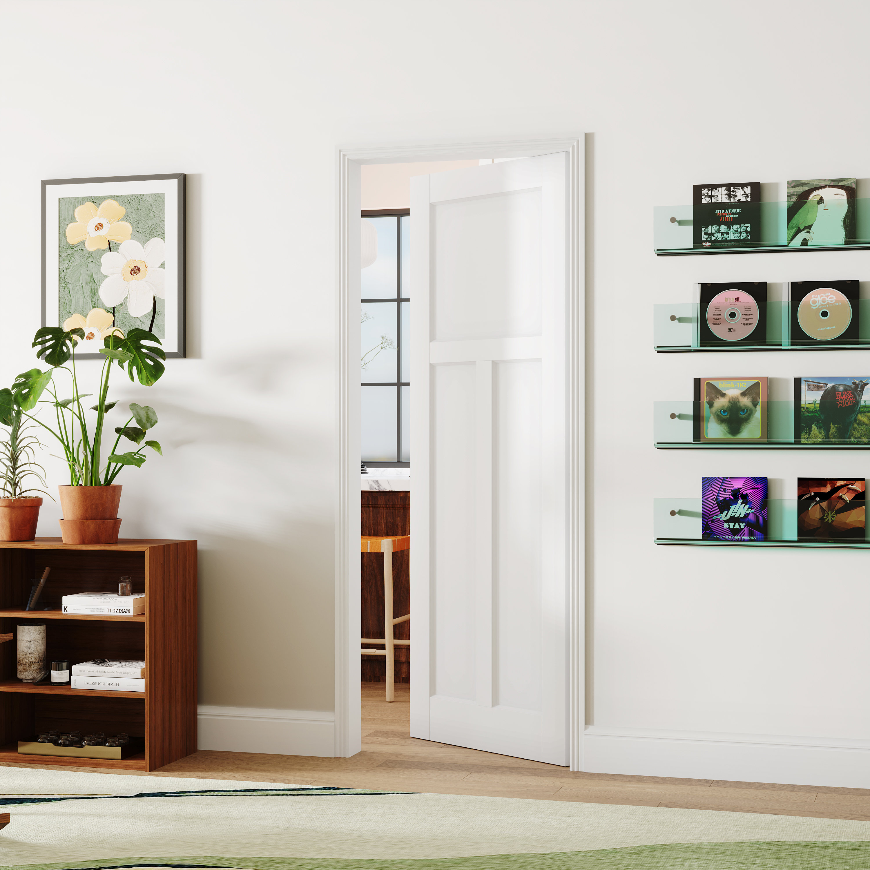 CHIC MODE T Shape Panelled Solid Manufacture Wood Standard Interior ...