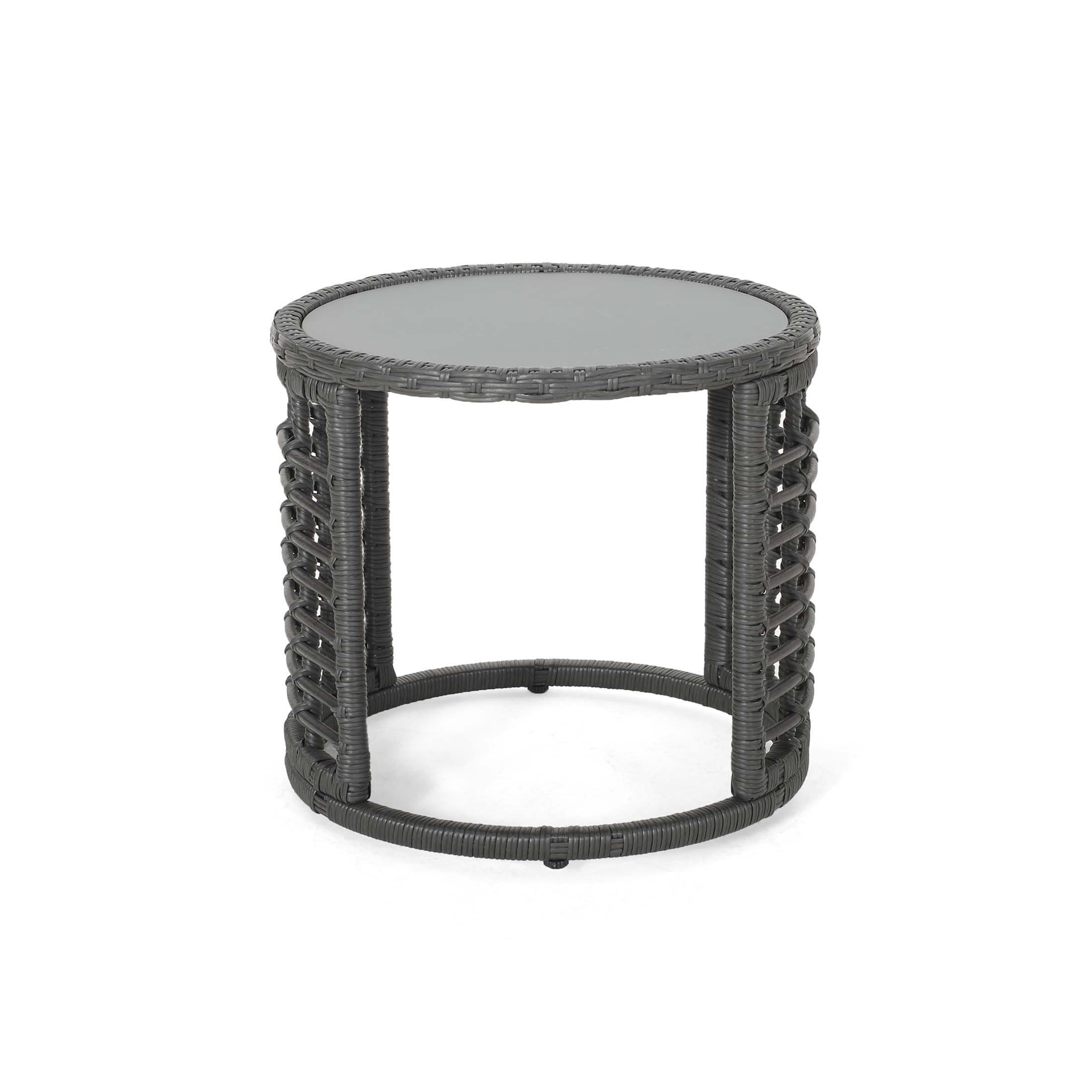 Red Barrel Studio® TATIANA Modern Boho Side Table with Tempered Glass ...
