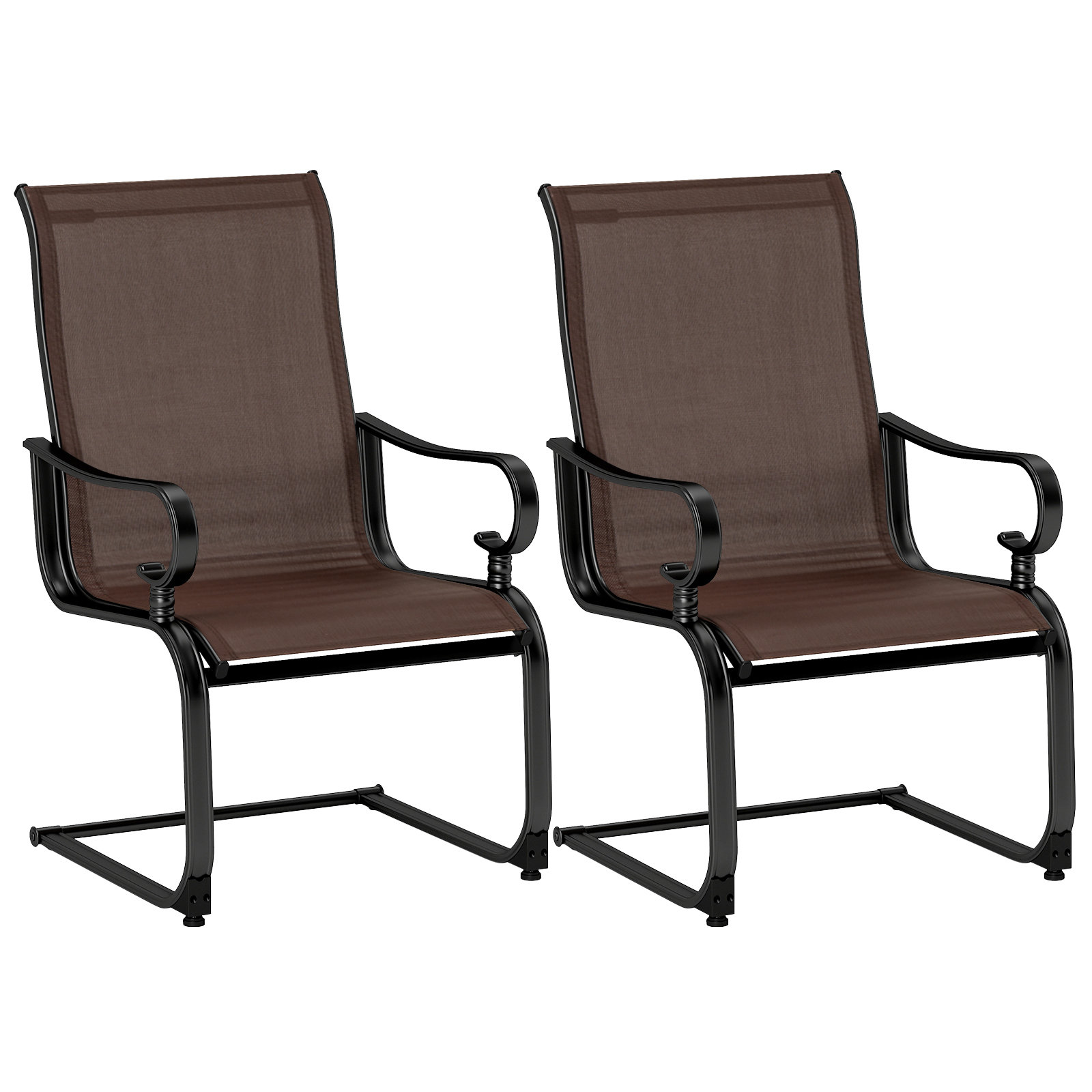S-nova Heavy-Duty Metal C-Spring Patio Dining Chairs With Quick-Drying ...