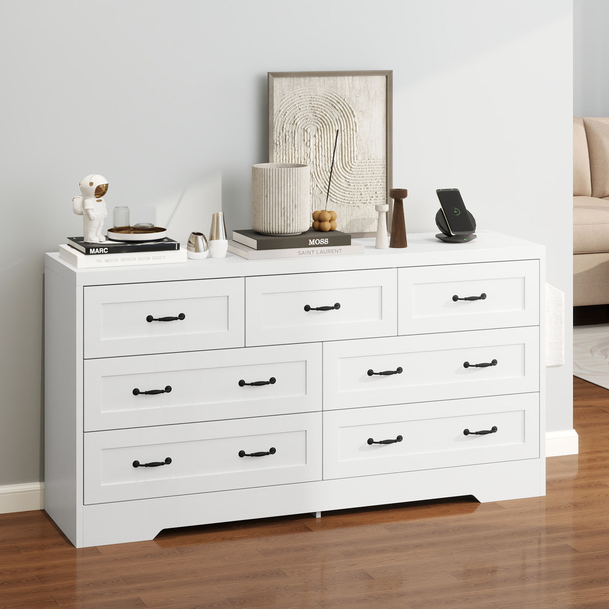 Ebern Designs Modern Double Chests Of Drawers 7 Drawers Storage Dresser ...