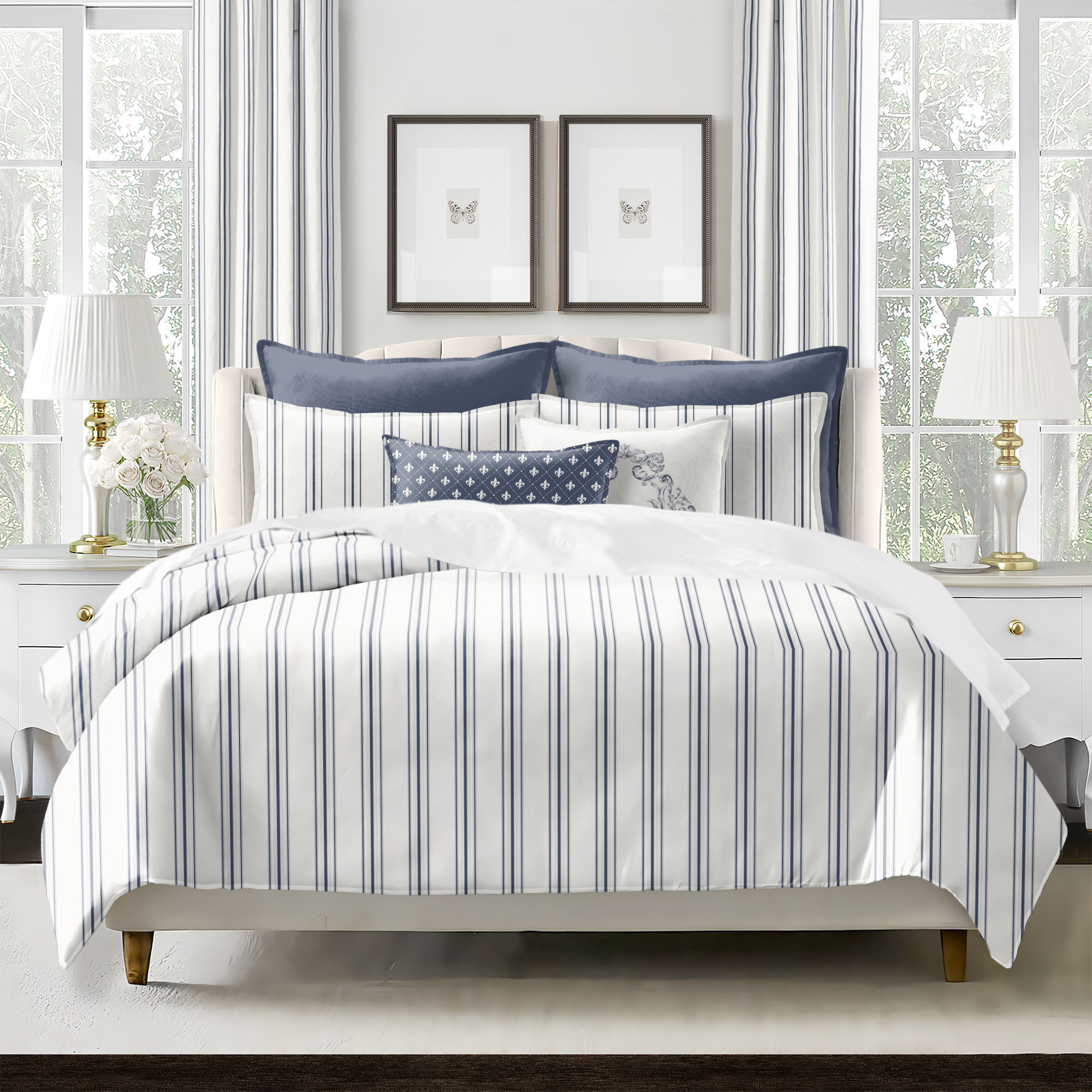 6ix Tailors Fine Linens Ensemble de couvre-lit réversible en coton ...