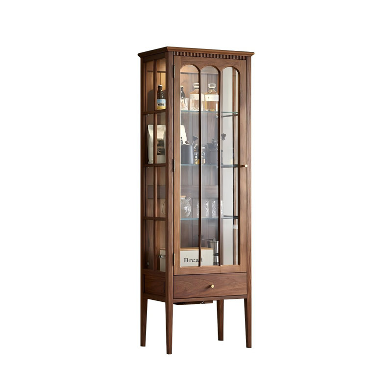 Tha Dream Team 70.87"Retro Black Walnut Solid Wood Wine Cabinet | Wayfair