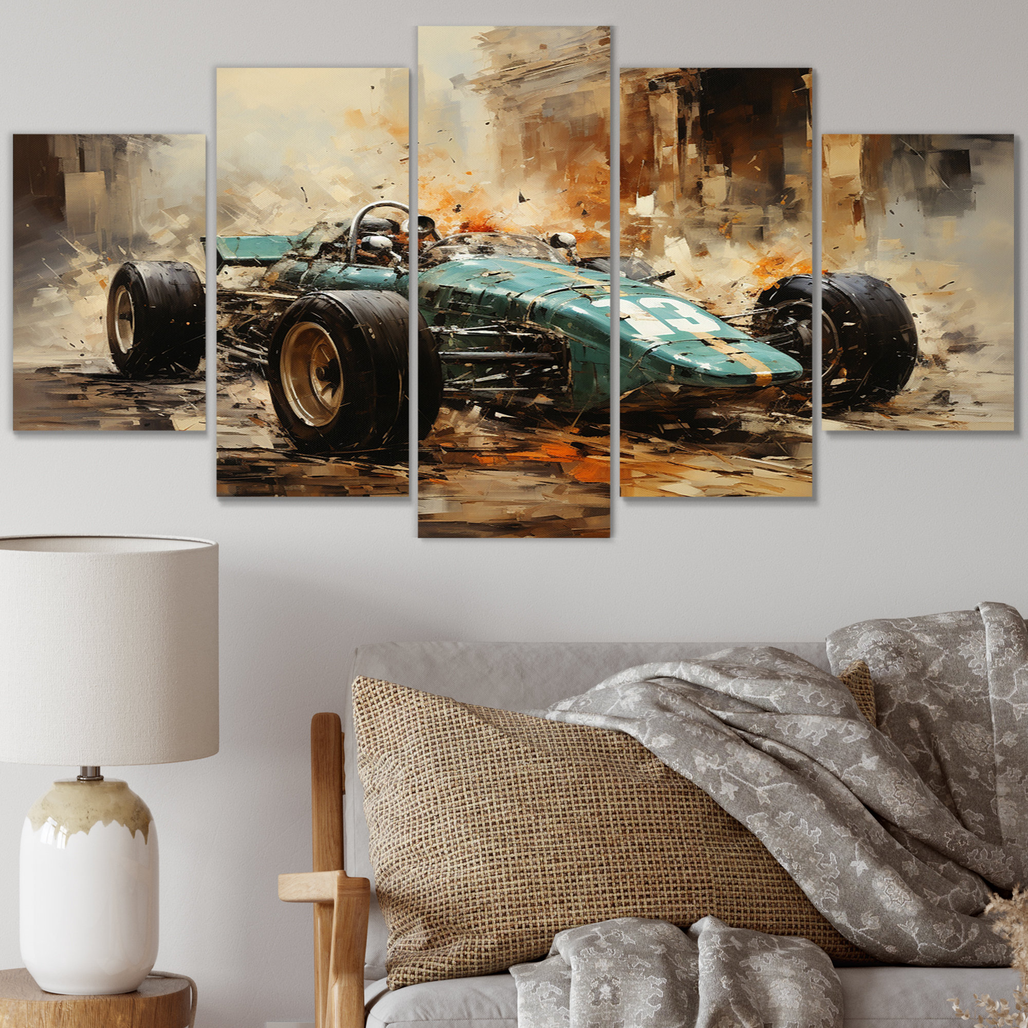 George Oliver Retro Grand Prix Sports Car Illustration - Cars Race Car ...