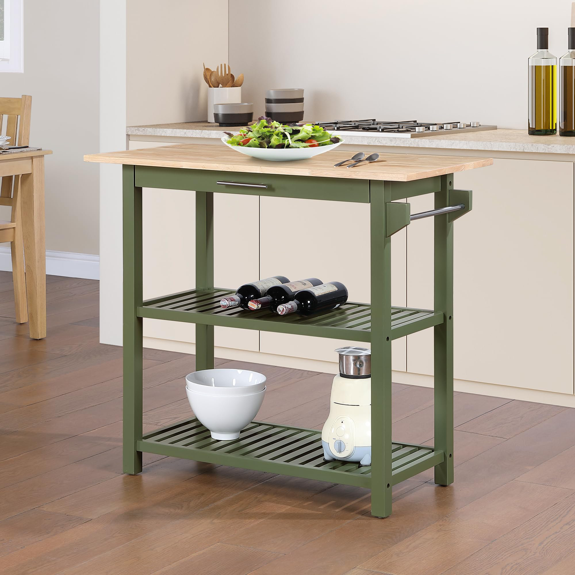 Lark Manor™ 40" 3 Tier Butcher Block Kitchen Prep Island, With Drawer ...