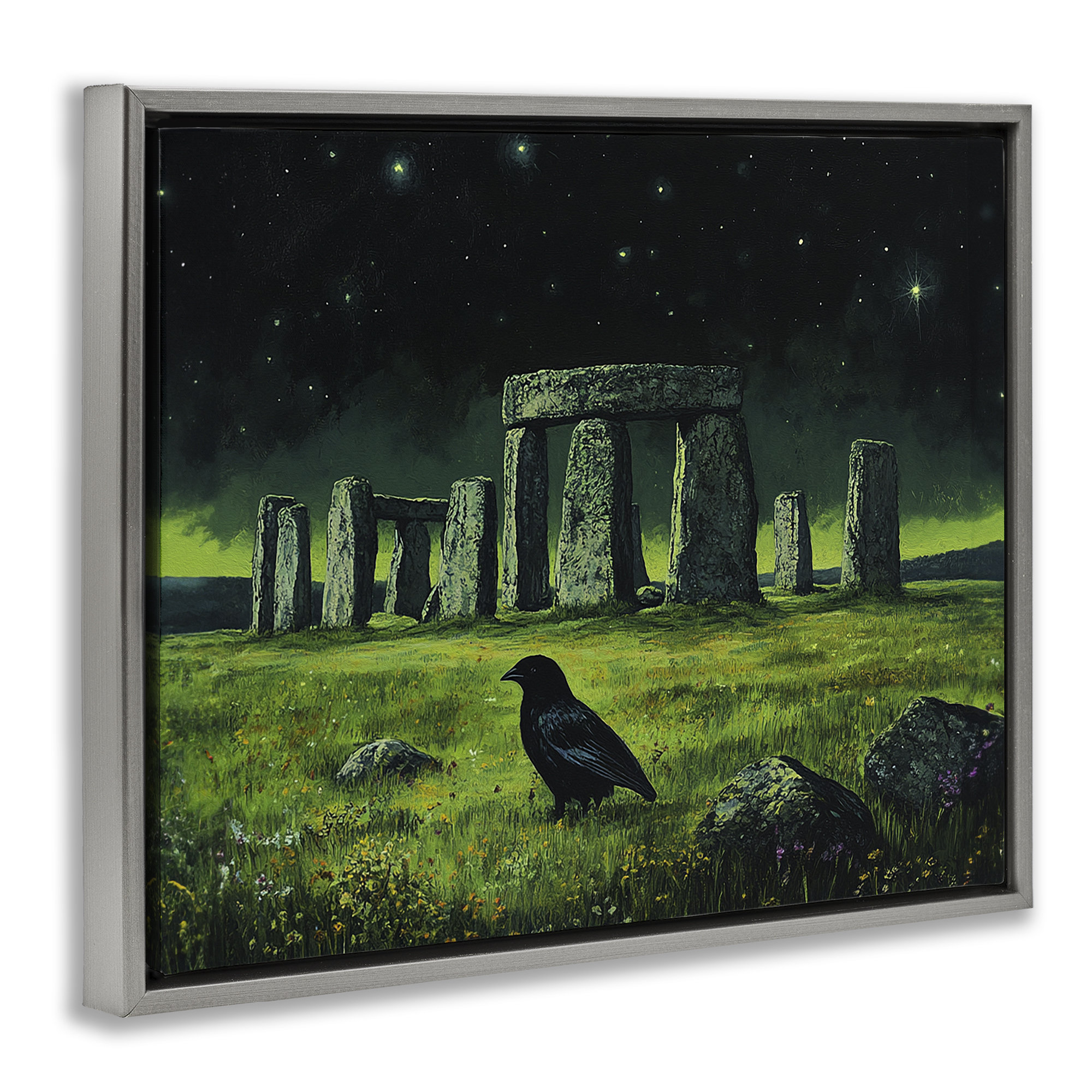 Union Rustic Crow & Stonehenge at Night Floating Frame, design by Tom ...