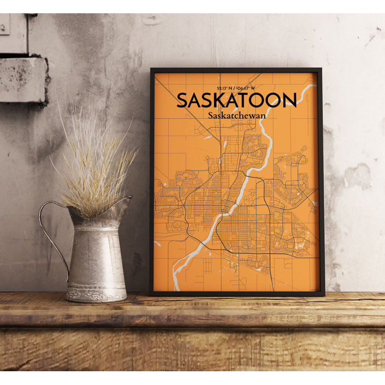 East Urban Home Saskatoon City Map - No Frame Print | Wayfair.co.uk