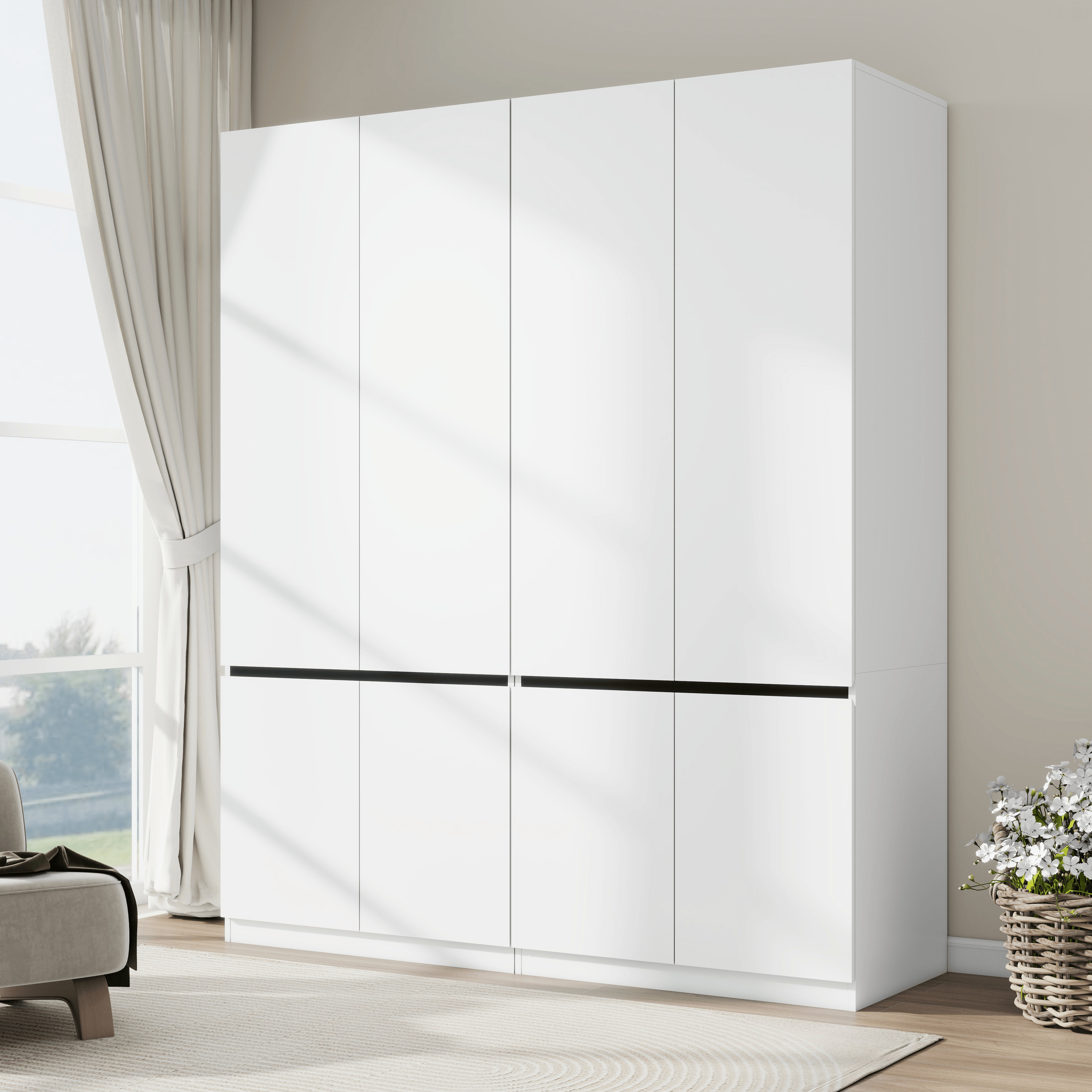 Latitude Run® White Armoire Wardrobe Closet: 75" Corner Wardrobe Closet ...