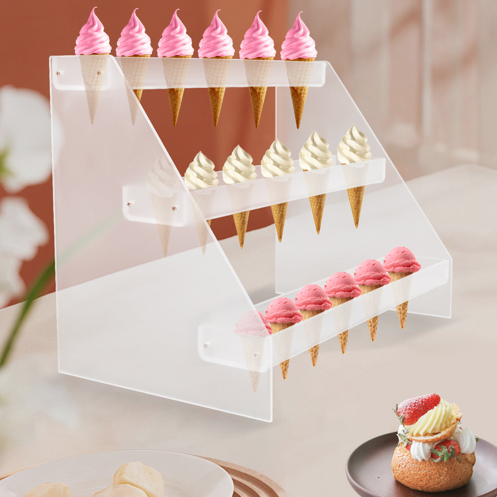 JOYDING 15.75" 3 Layer Ice Cream Holder for Buffets Party 18 Hole | Wayfair