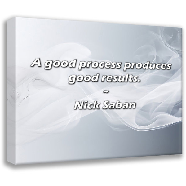 Trinx Nick Saban Quote: A good process produces good results. | Wayfair