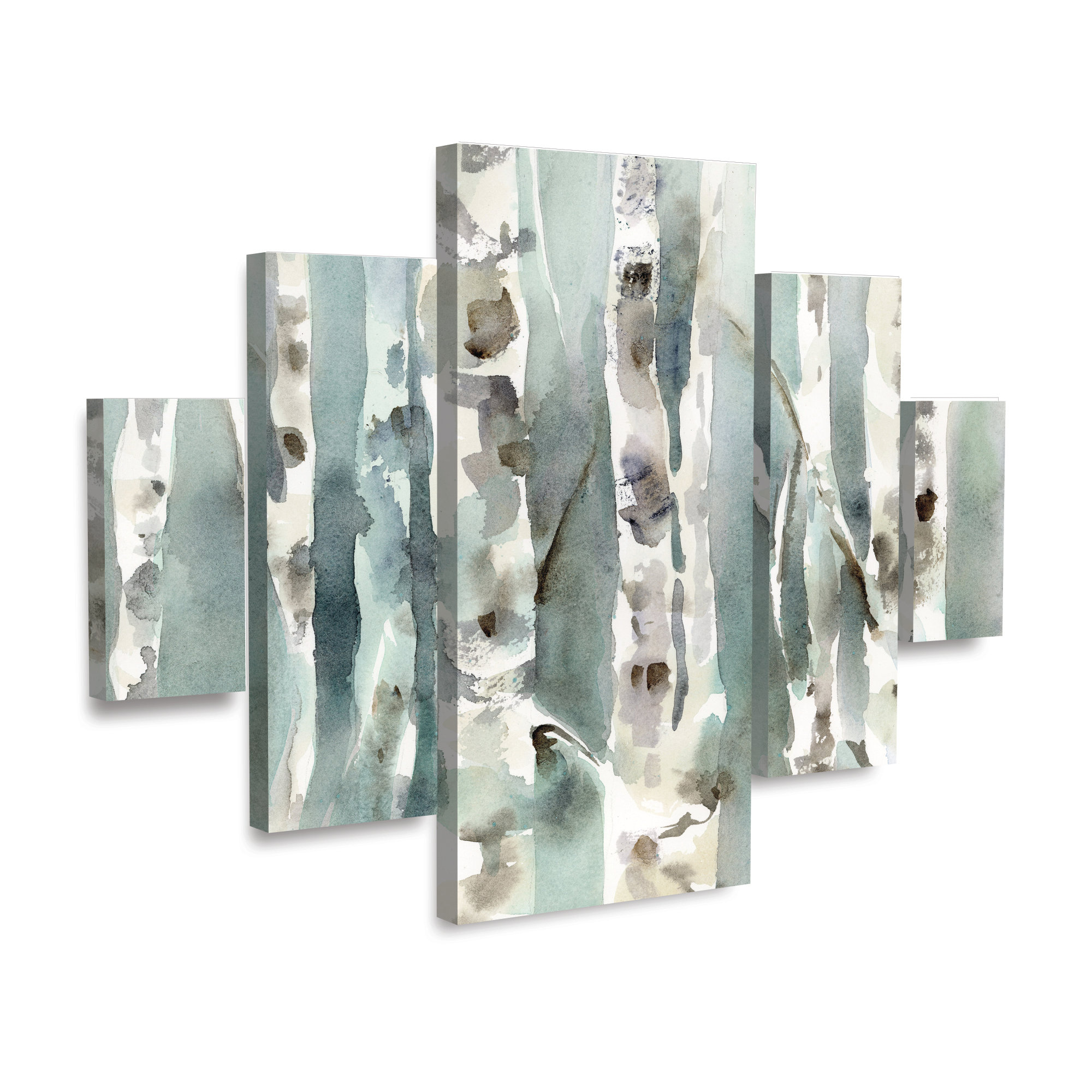 Red Barrel Studio® Katrina Pete Winter Birches V2 5 Piece Panel Set Art ...