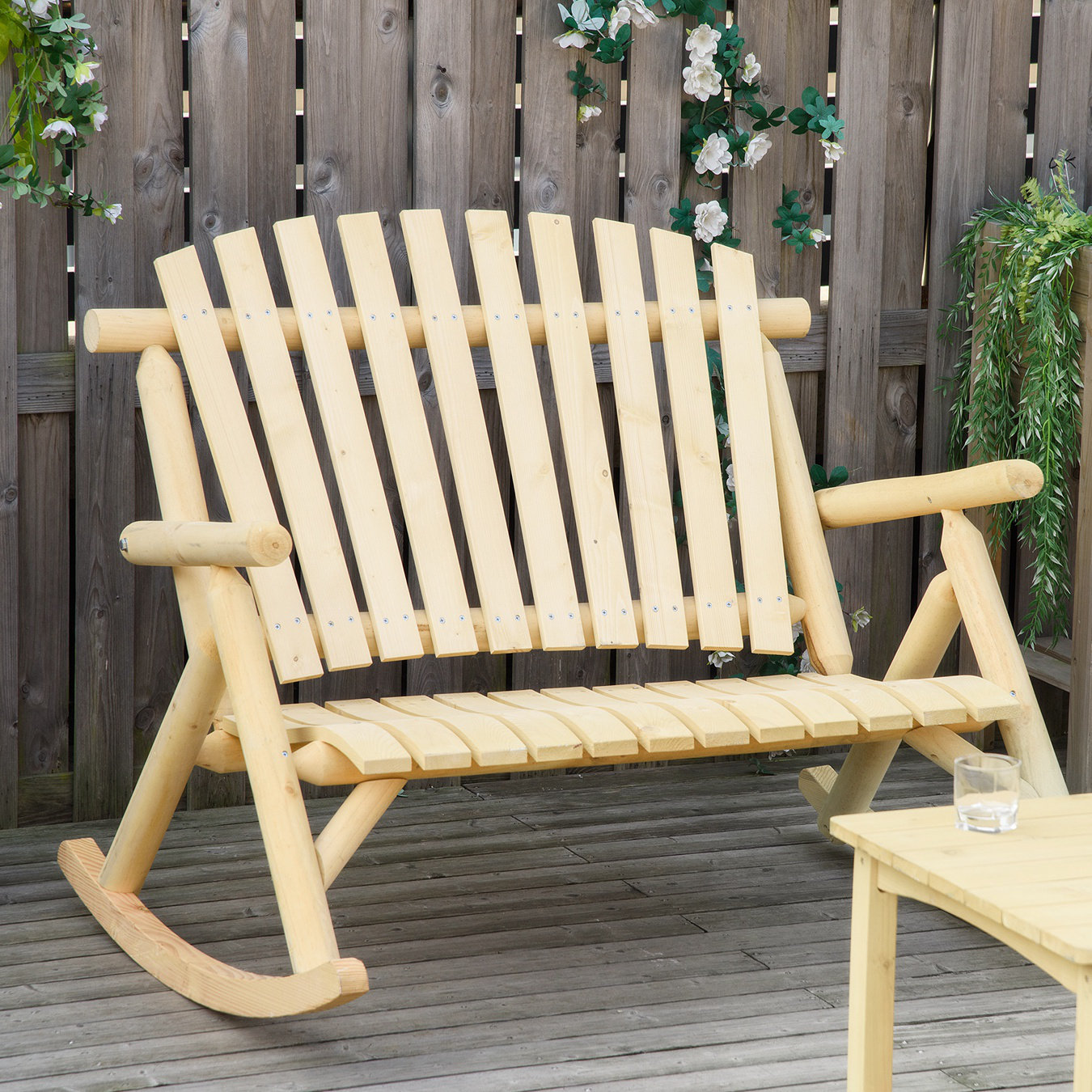 Highland Dunes Andretti Double Solid Wood Rocker Adirondack Chair | Wayfair
