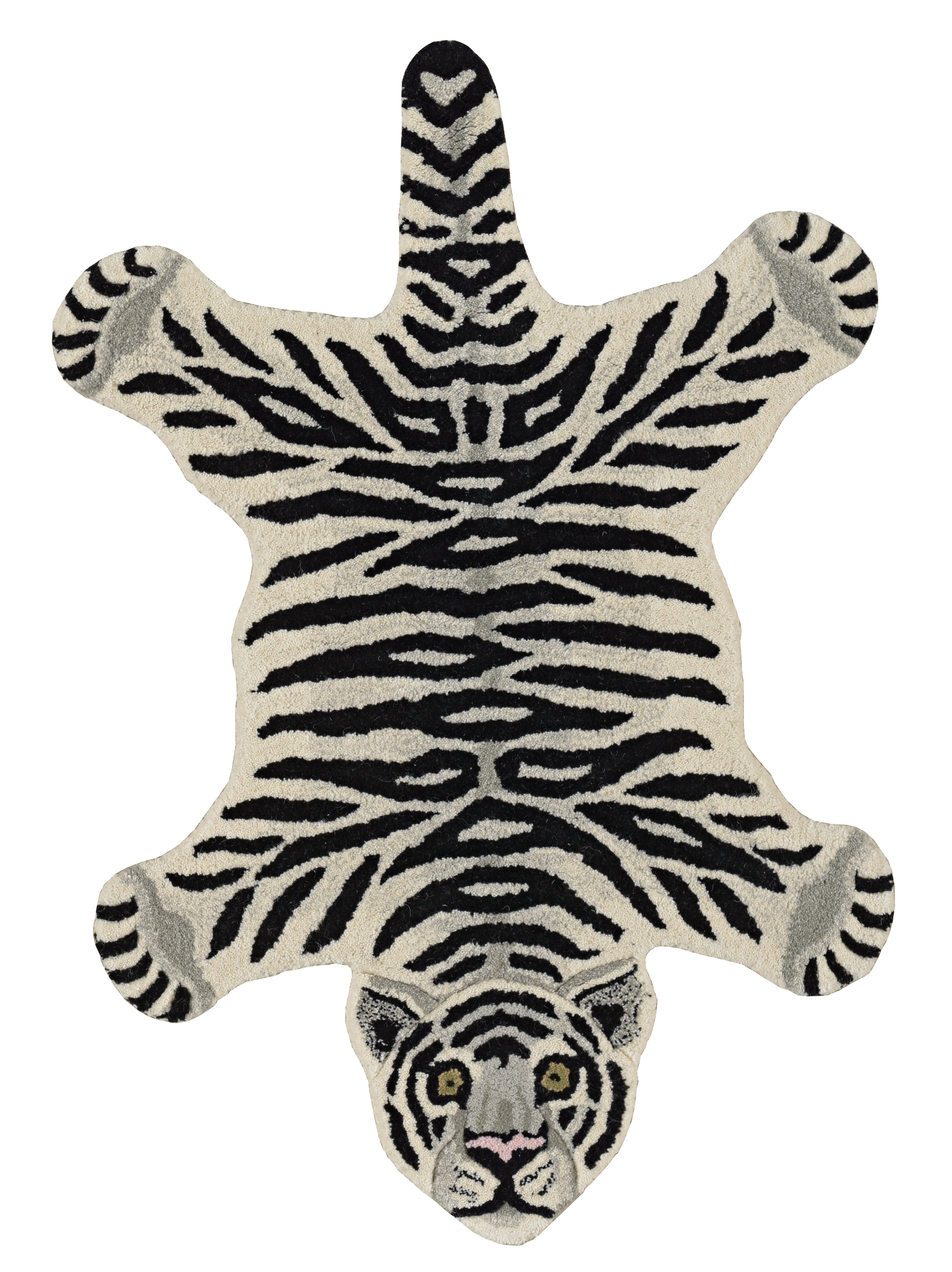 Bungalow Rose Harjo Tiger Shaped White And Black Accent Rug - Wayfair ...